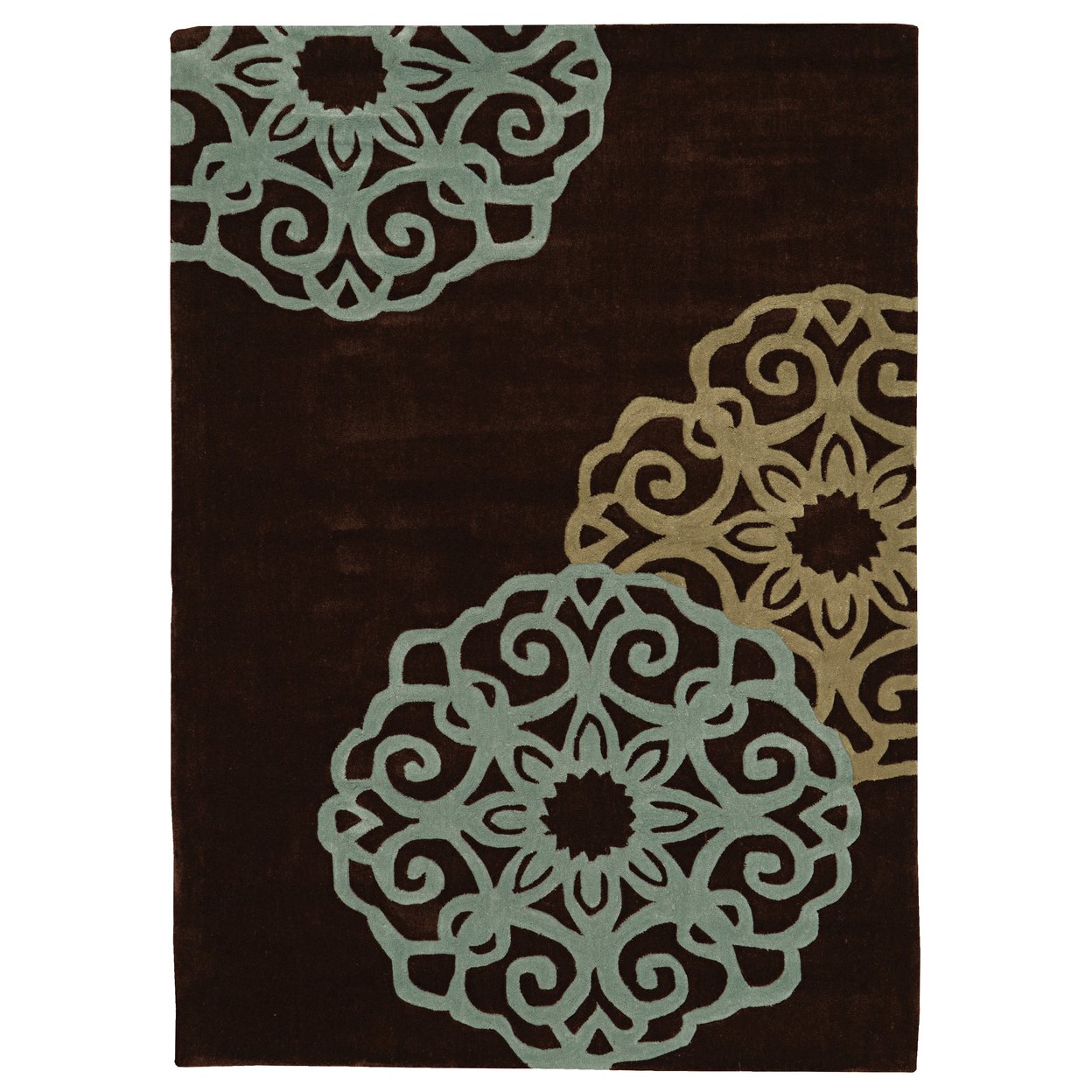 Trio Medallion Rug Chocolate 8X10 Transitional Contemporary Design ...