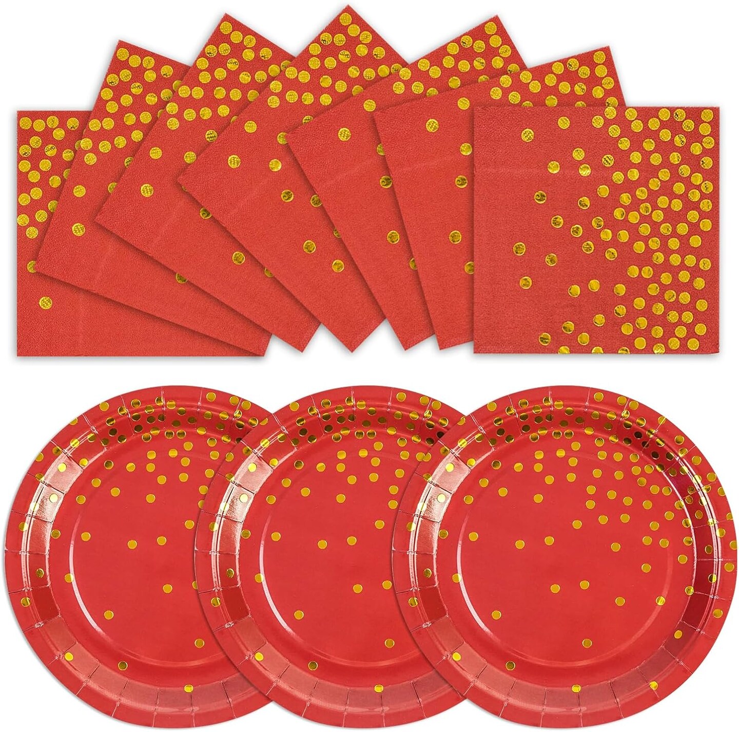 50PCS Red and Gold Birthday Plates and Napkins Party Supplies,25 x 7 ...