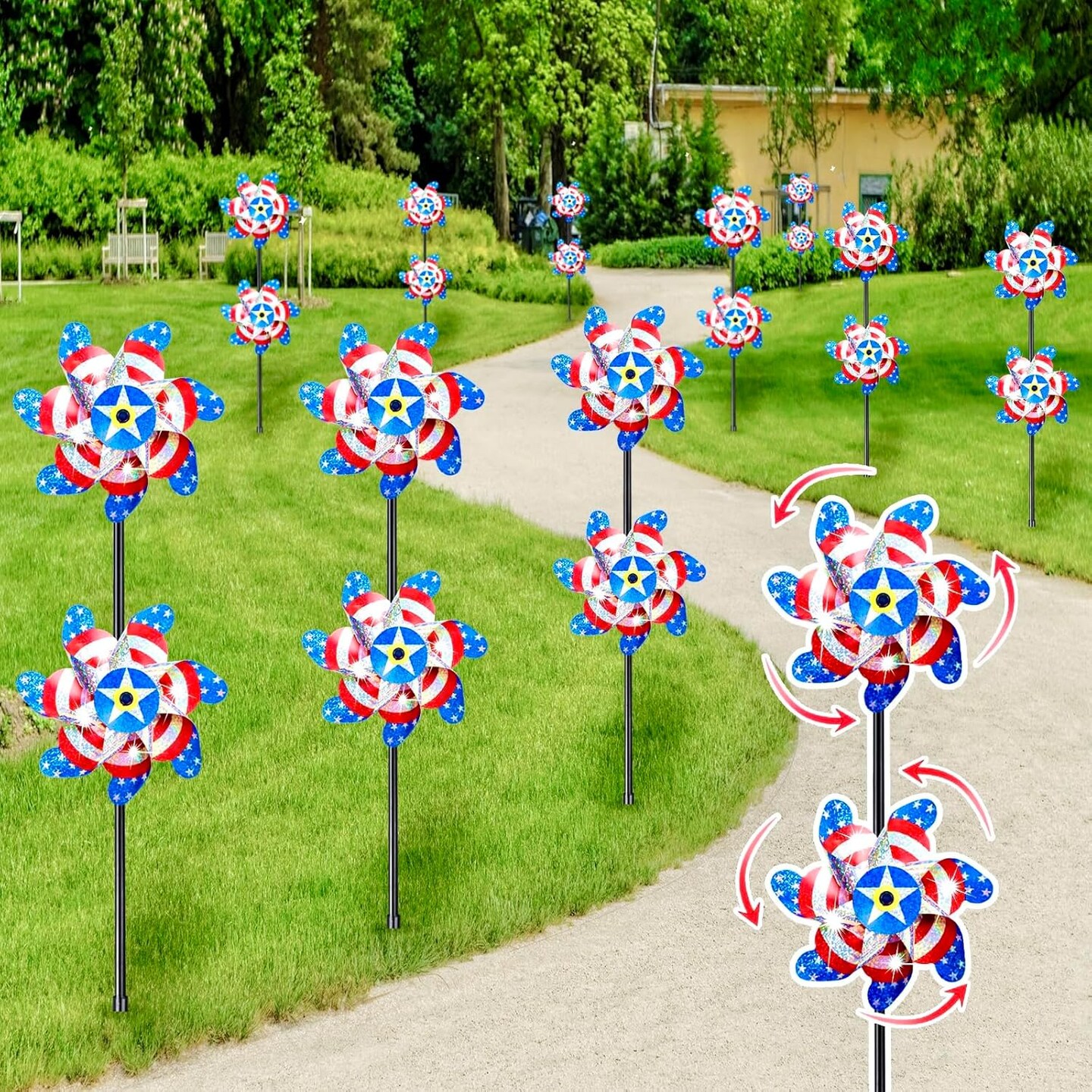 4th of July Patriotic Pinwheels Decorations, 20 Pack Pinwheels for Kids ...