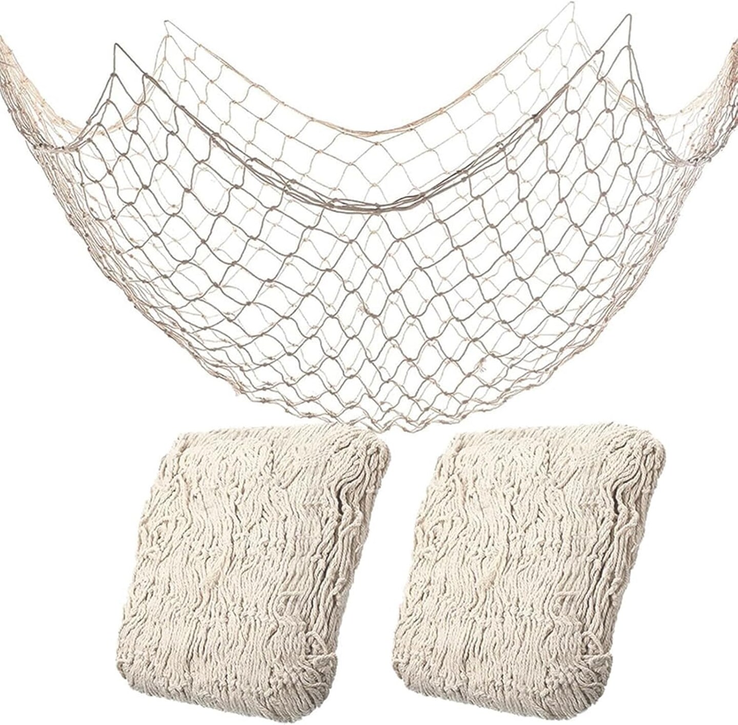 2 Pack Fish Net Decorations for Party, Natural Cotton Hawaiian Party ...