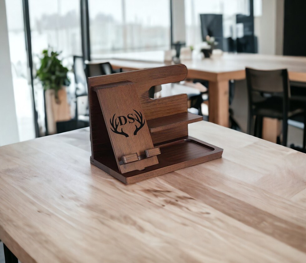 Personalized Wood Phone Docking Station Wallet Desk Organizer Valentine ...
