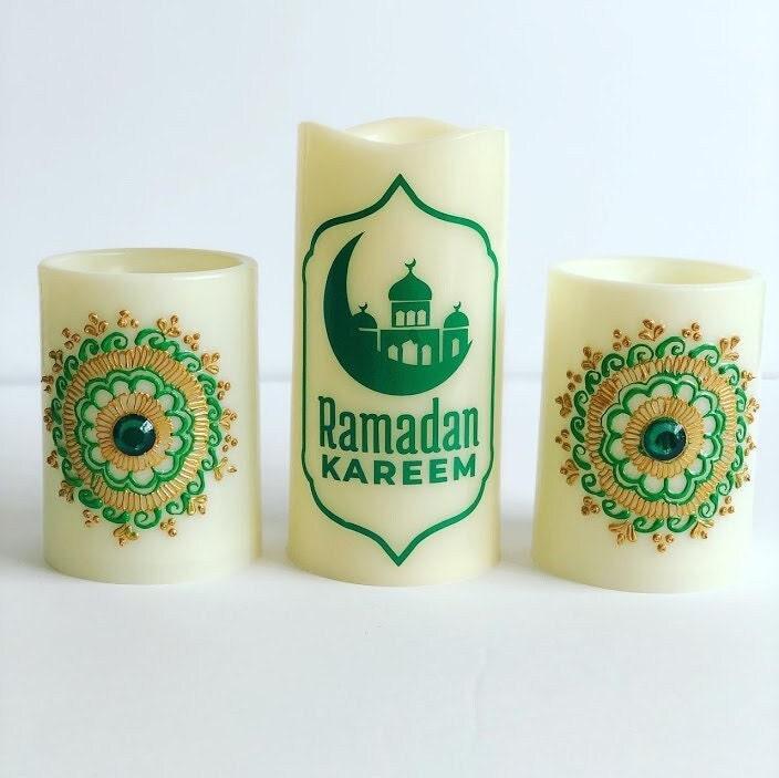 Ramadan Mubarak LED (battery Operated) Candles set,Islamic gifts ...