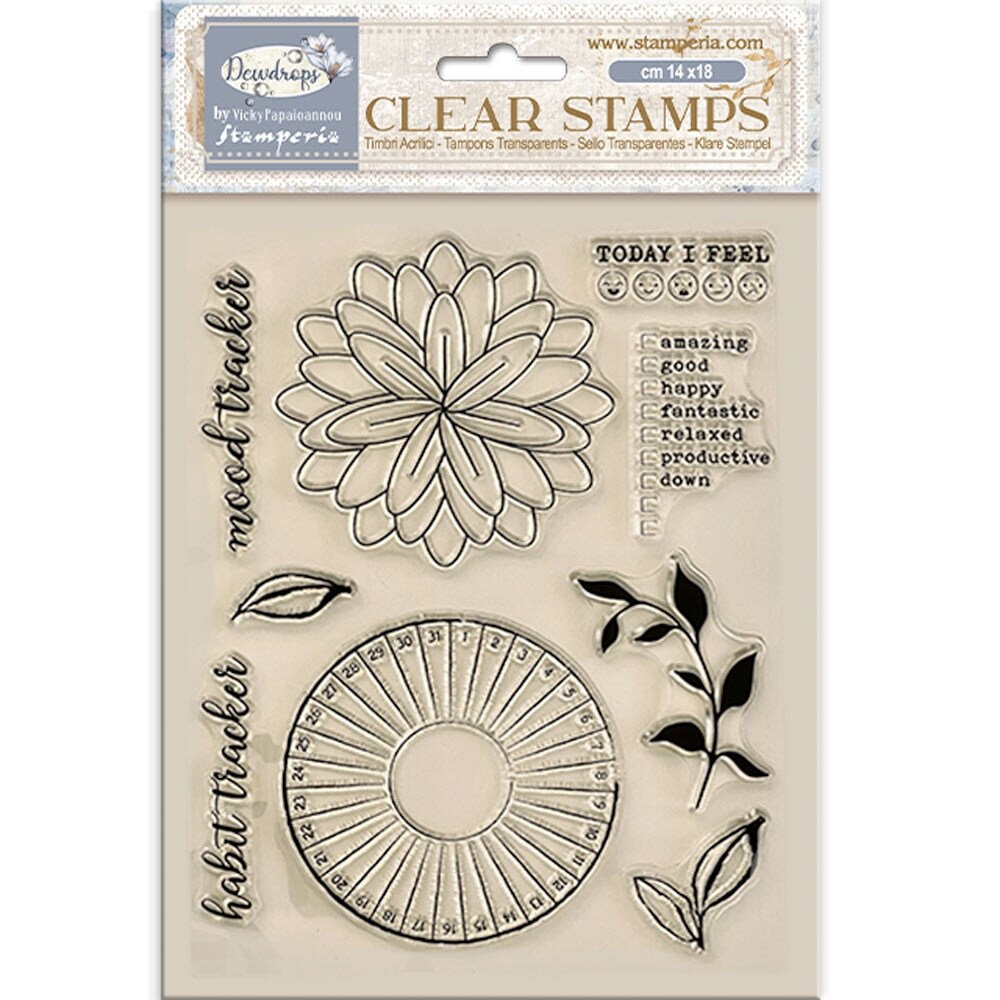 Stamperia Clear Stamps-Create Happiness Dewdrops Habit Tracker | Michaels