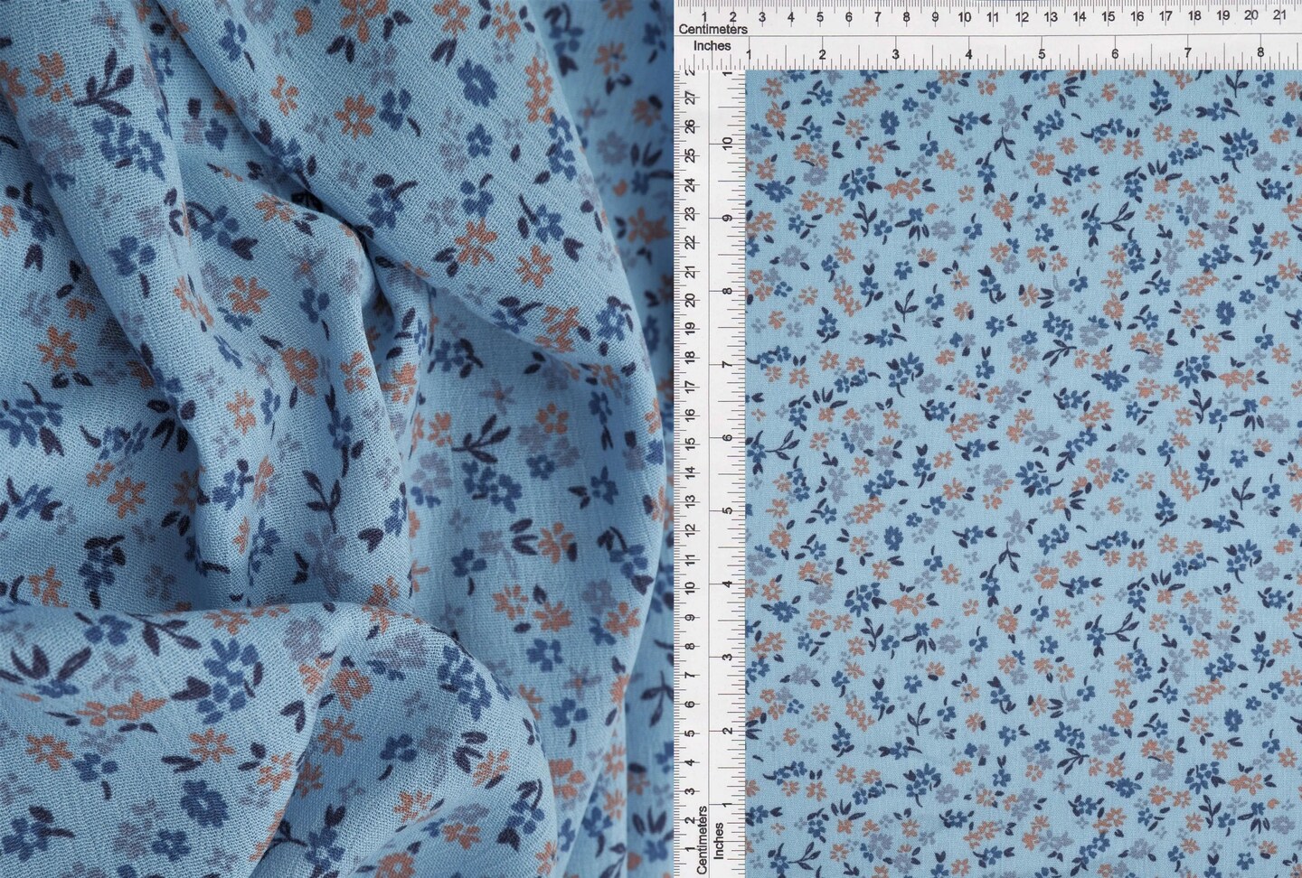 1 Yard Rayon Crepon Ditsy Vintage Floral Fabric Lightweight Print 50/52 ...