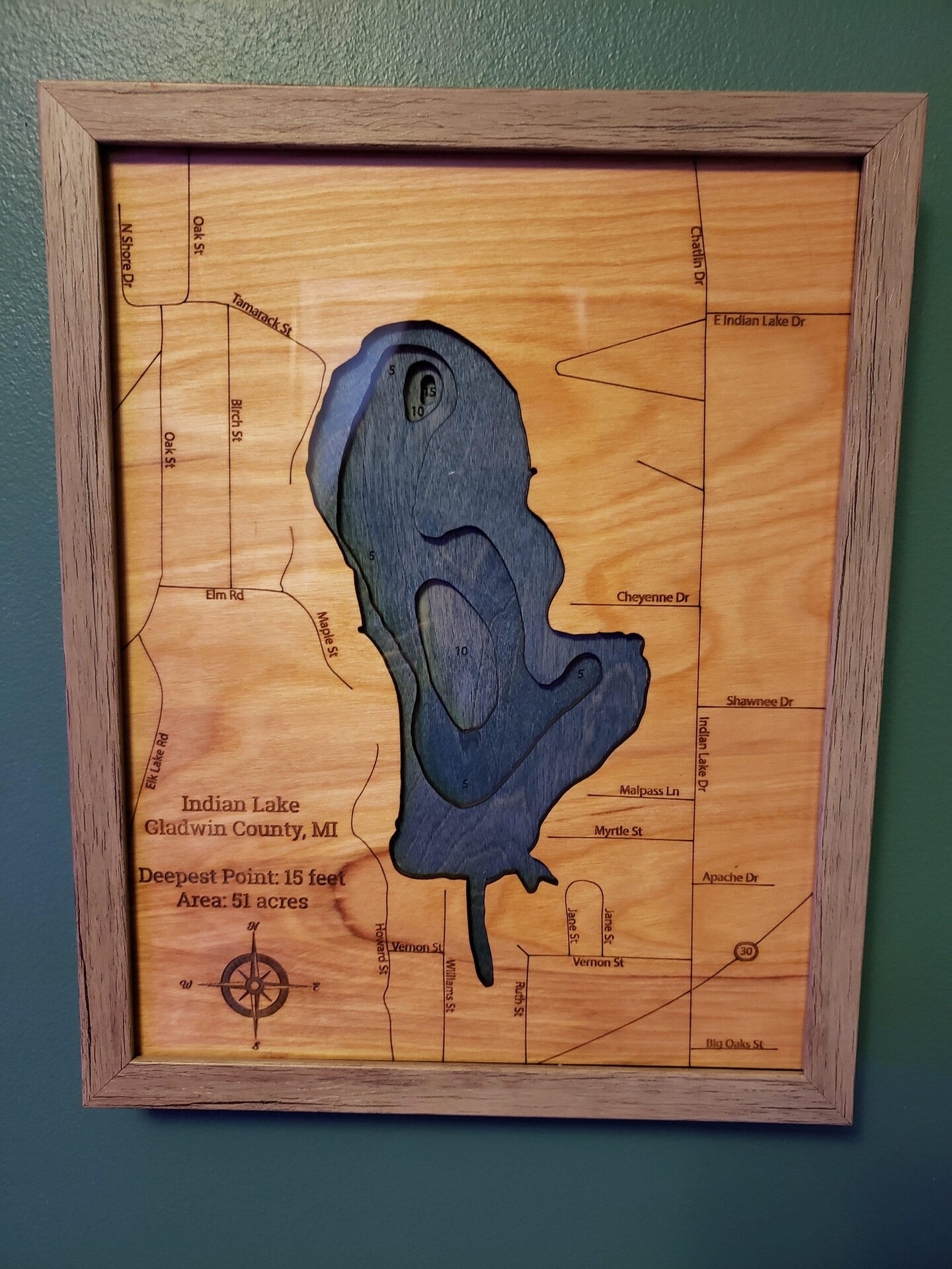 Indian Lake, Gladwin County, MI 3d Wood Map | MakerPlace by Michaels
