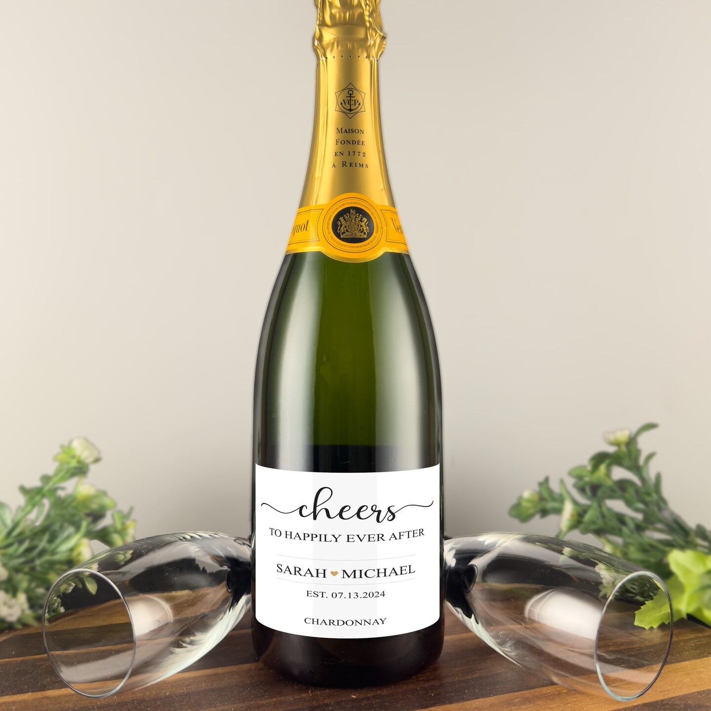 Cheers to Happily Ever After Custom Bottle Labels for Champagne, Wine ...