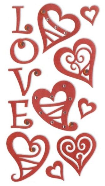 Sandylion Essentials Red Hearts With Rhinestones Stickers | Michaels