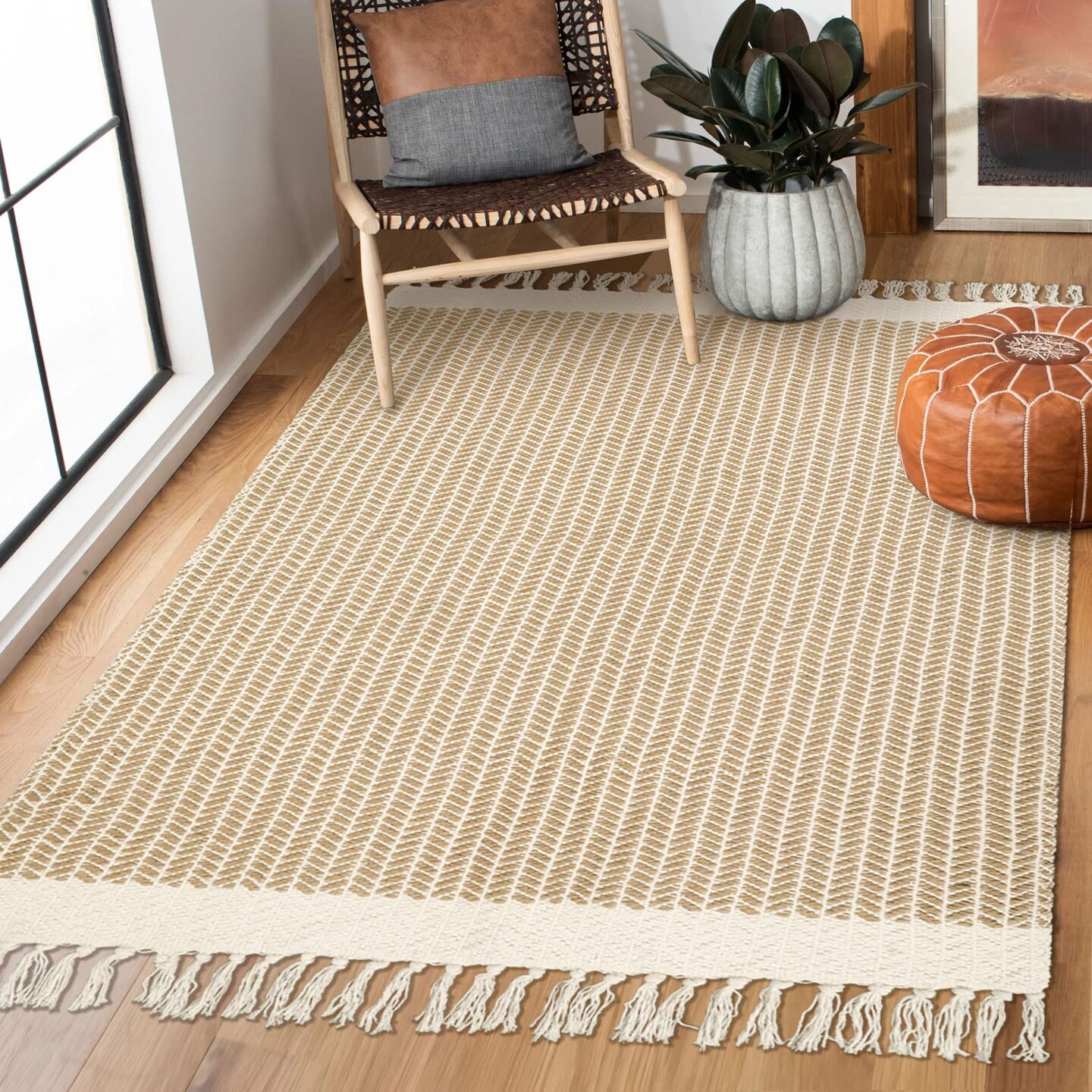 Lahome Boho Rugs for Bedroom 3x5 Bathroom Rug Lightweight Farmhouse Woven Area Rug with Tassels Throw Rugs Washable Kitchen Rug Non Shedding Indoor Door Mats for Entryway Living Room Khaki Michaels