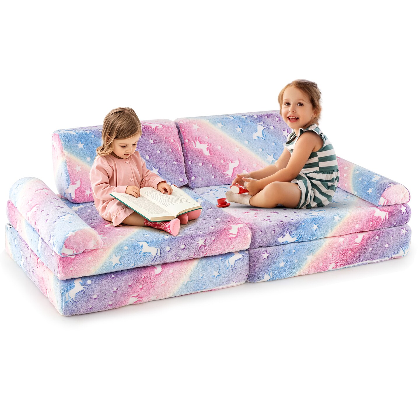 Flannel Fabric Modular Kids Play Couch with Glow-in-the-Dark Patterns ...