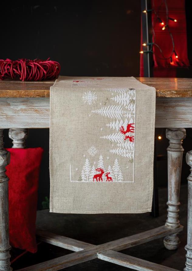 DIY Vervaco Winter in the Forest Christmas Counted Cross Stitch Table ...
