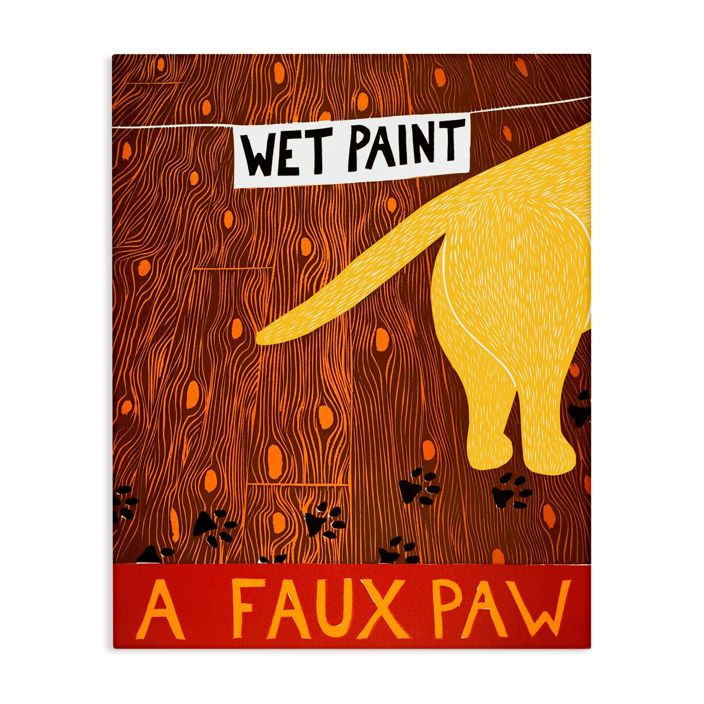 Stupell Industries Wet Paint Faux Paw Canvas, design by Stephen Huneck ...