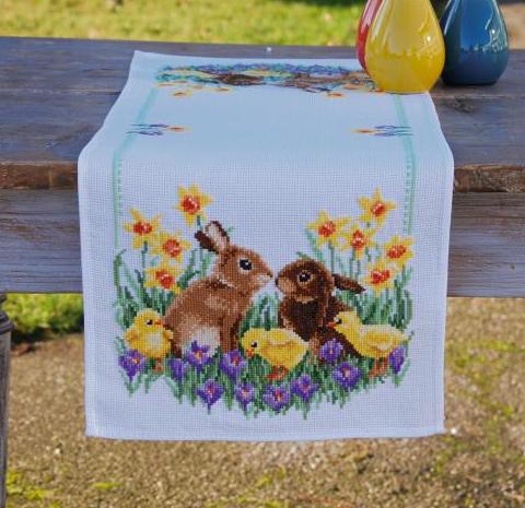 DIY Vervaco Rabbits Chicks Easter Spring Counted Cross Stitch Table ...