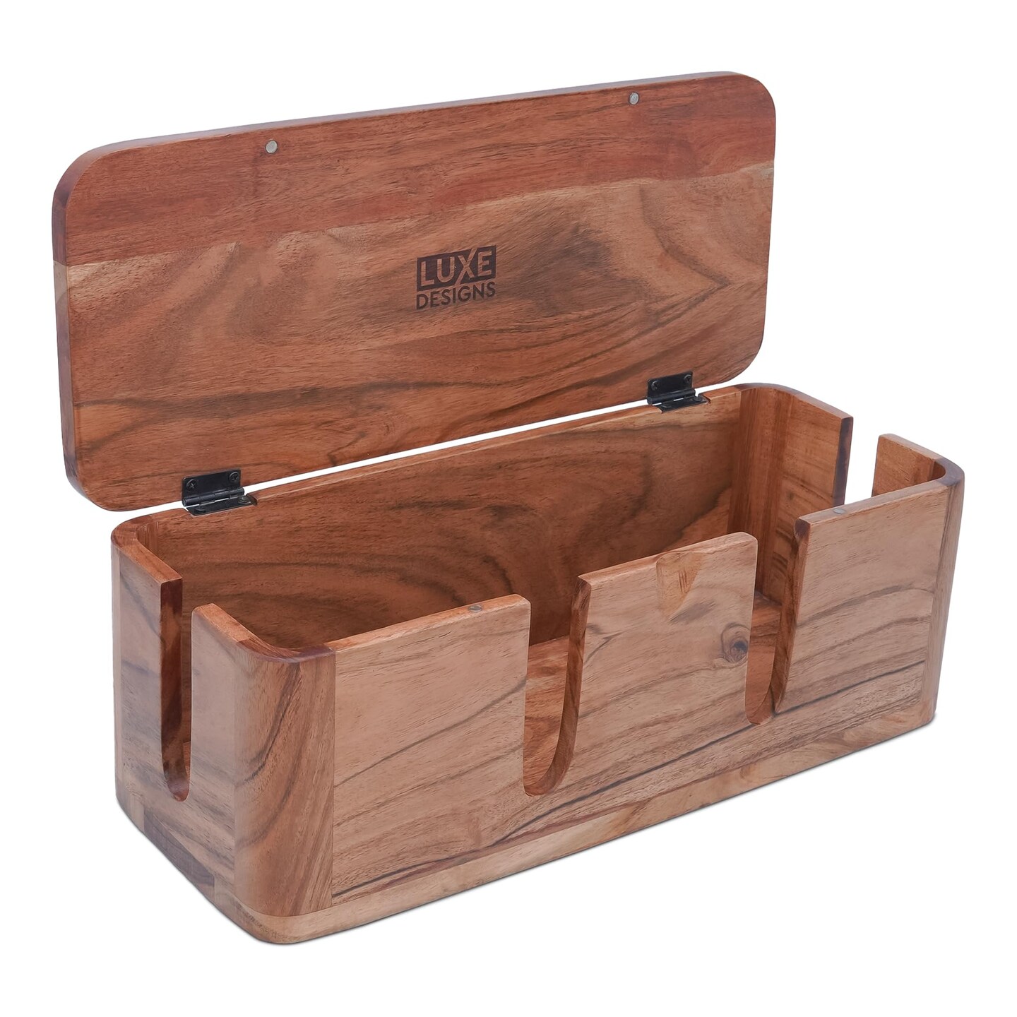 Cable Management Box Eco-Friendly Acacia Wood - Hides Wires, Surge ...