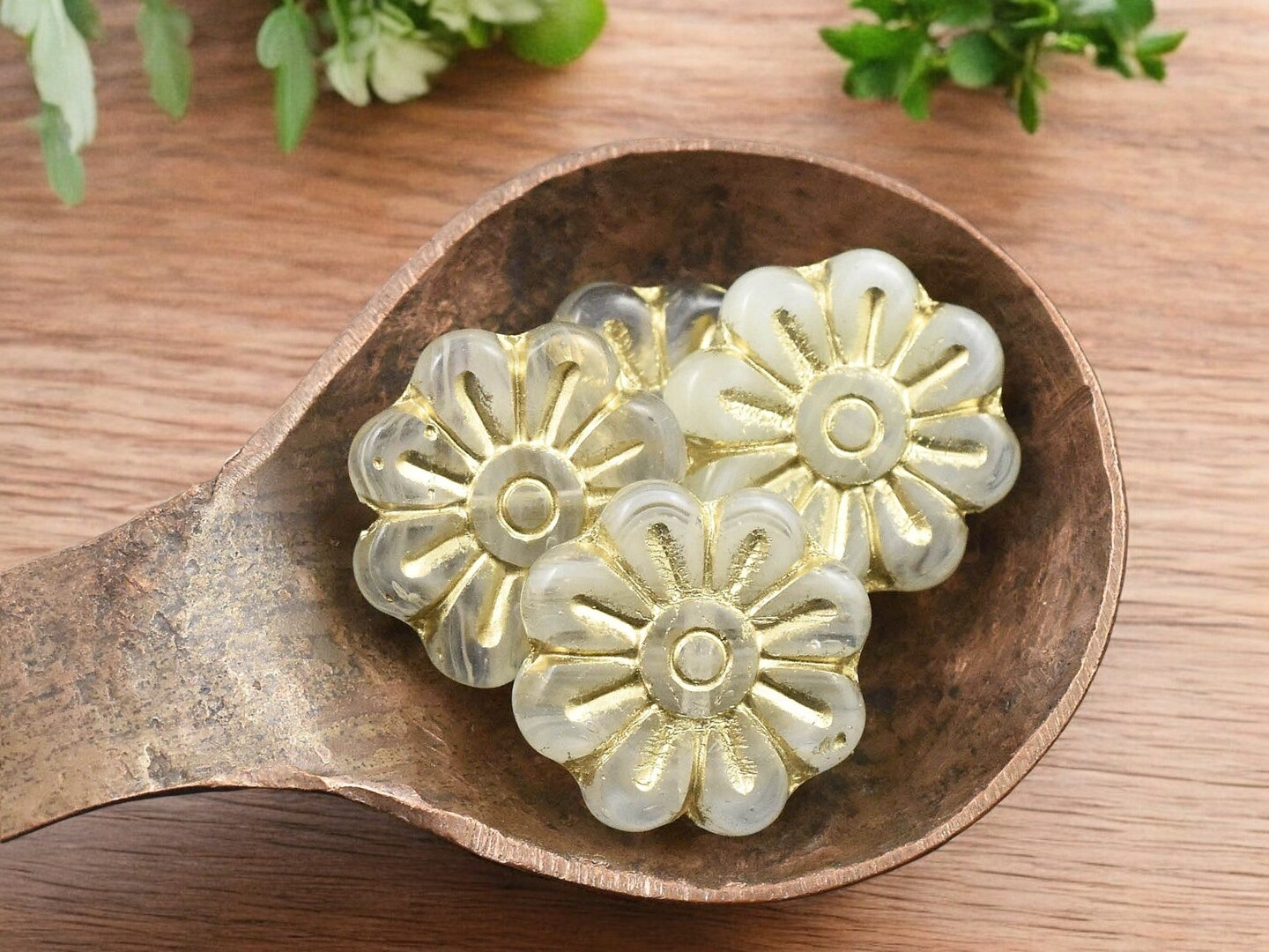 *6* 18mm Bronze Washed Milky White Crystal Daisy Flower Beads | Michaels