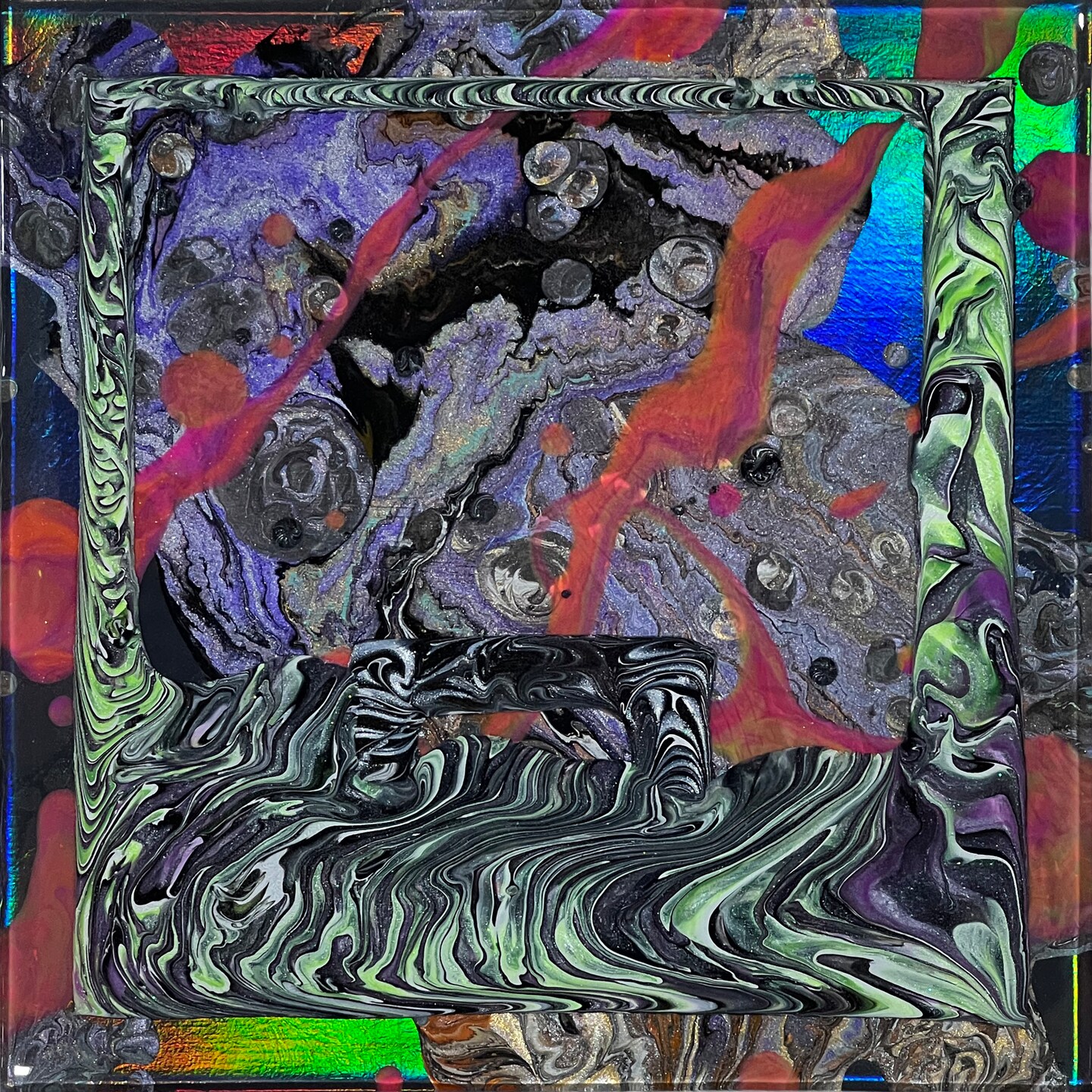 Cataclysm - Resin, Neon Acrylic Paint, Metallic Pigments, and ...