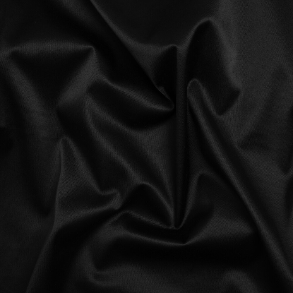 1 Yard Black Stretch Polyester and Cotton Sateen Deadstock Solid Fabric ...