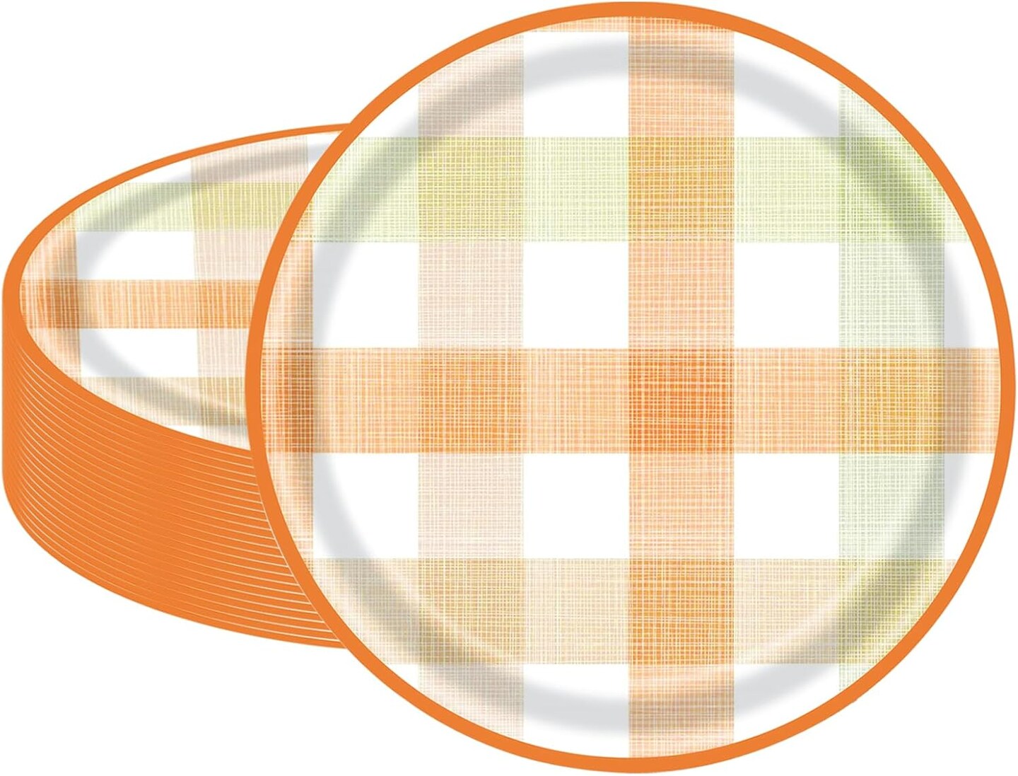 50 Pcs Thanksgiving Plaid Paper Plates(Orange)7"L x 7"W x 0.9"Th | Michaels