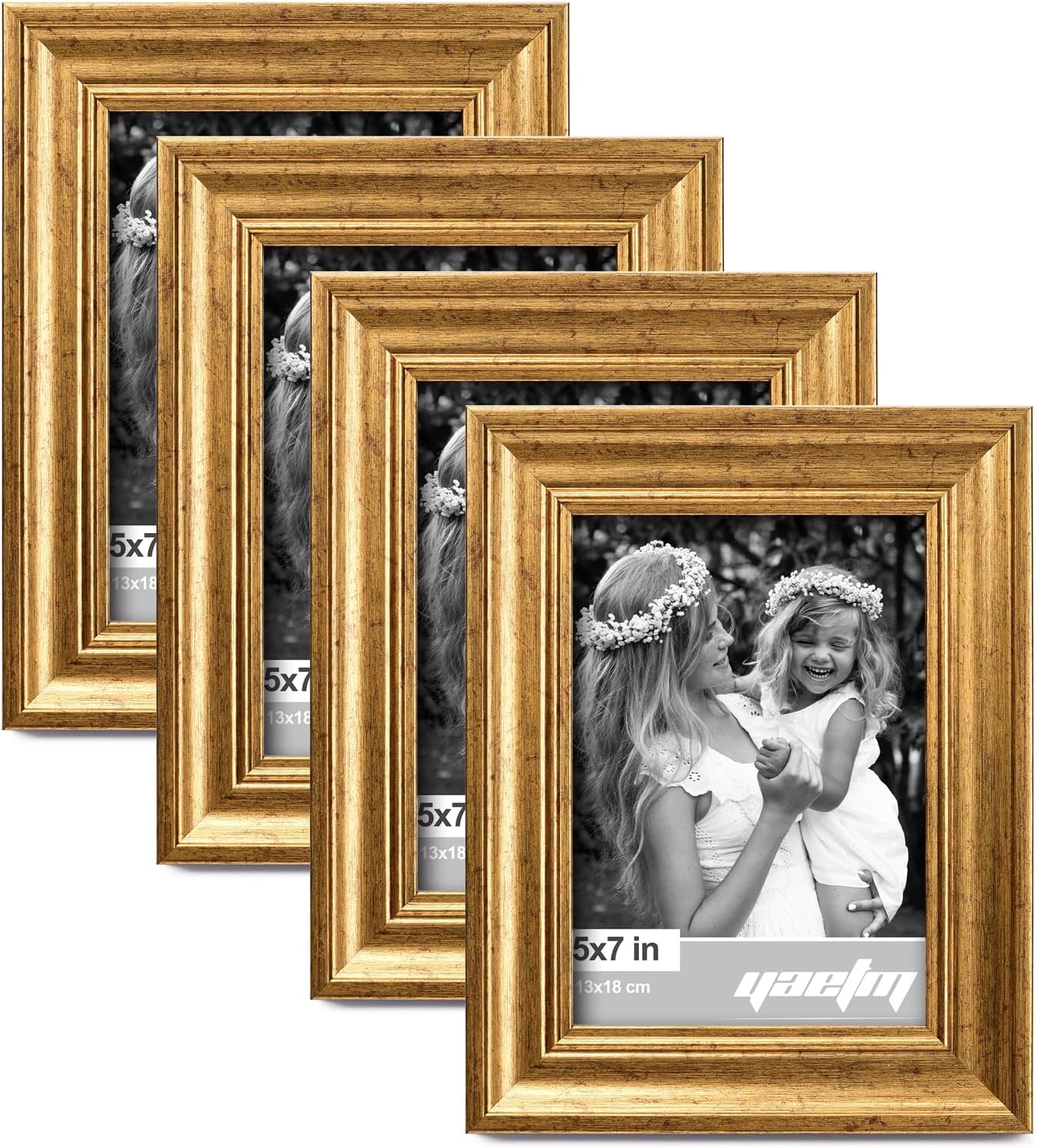 4 Pack 5x7 Rustic Picture Frames with HD Tempered Glass (Gold) | Michaels