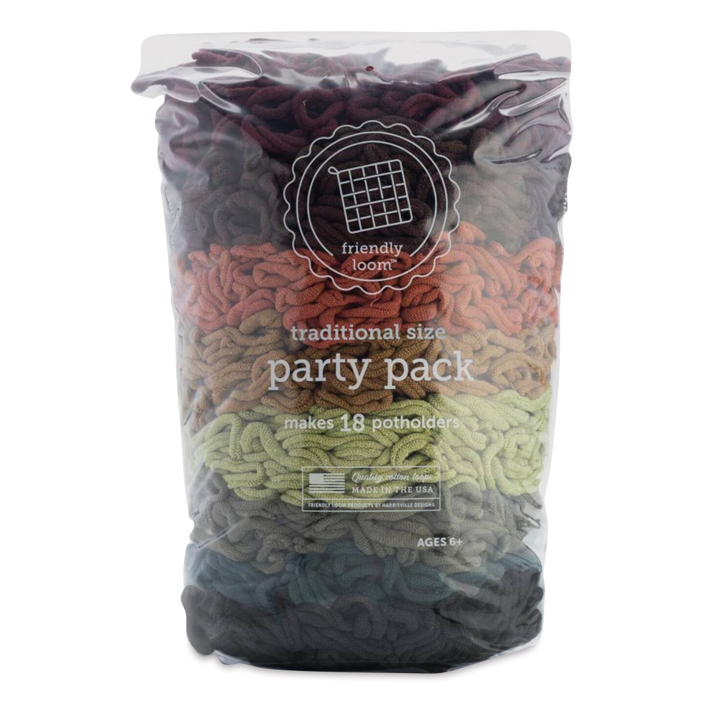 Friendly Loom Traditional Size Cotton Loops - Earth Tones, Party Pack ...