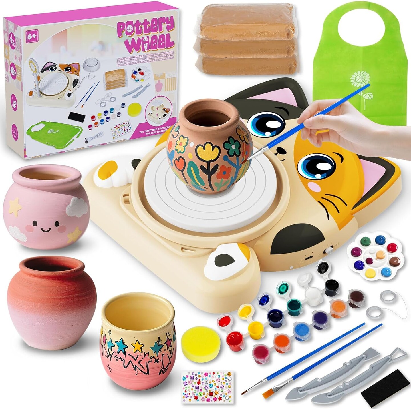 Pottery Arts and Crafts for Kids Ages 8-12 with 3 Pack Painting Kit Air ...