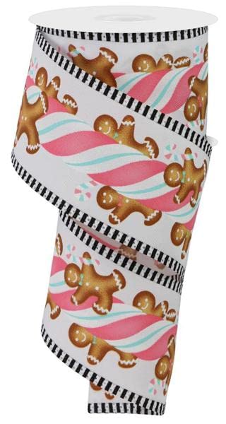 RG Ribbon: 2.5" Pastel Gingerbread Kids Peppermint Twist Ribbon with ...