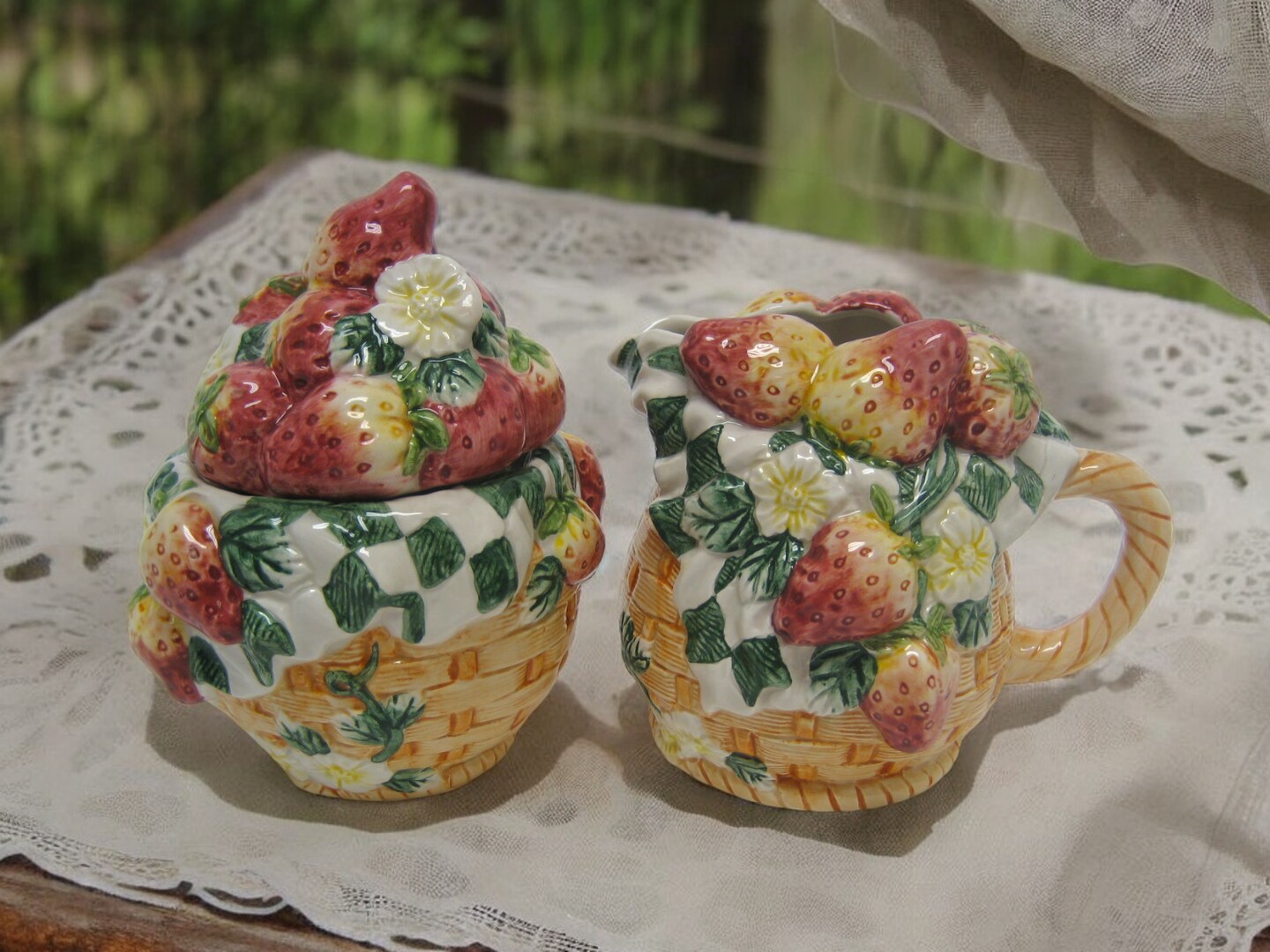 Ceramic Strawberry Sugar and Creamer Set, Kitchen Decor, Tea Set Decor ...