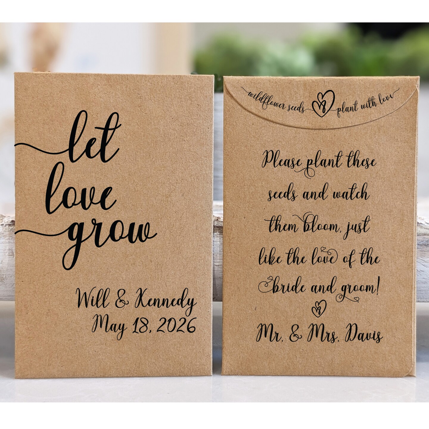 Let Love Grow Personalized Wedding Favors, Custom Seed Packets, Set of ...