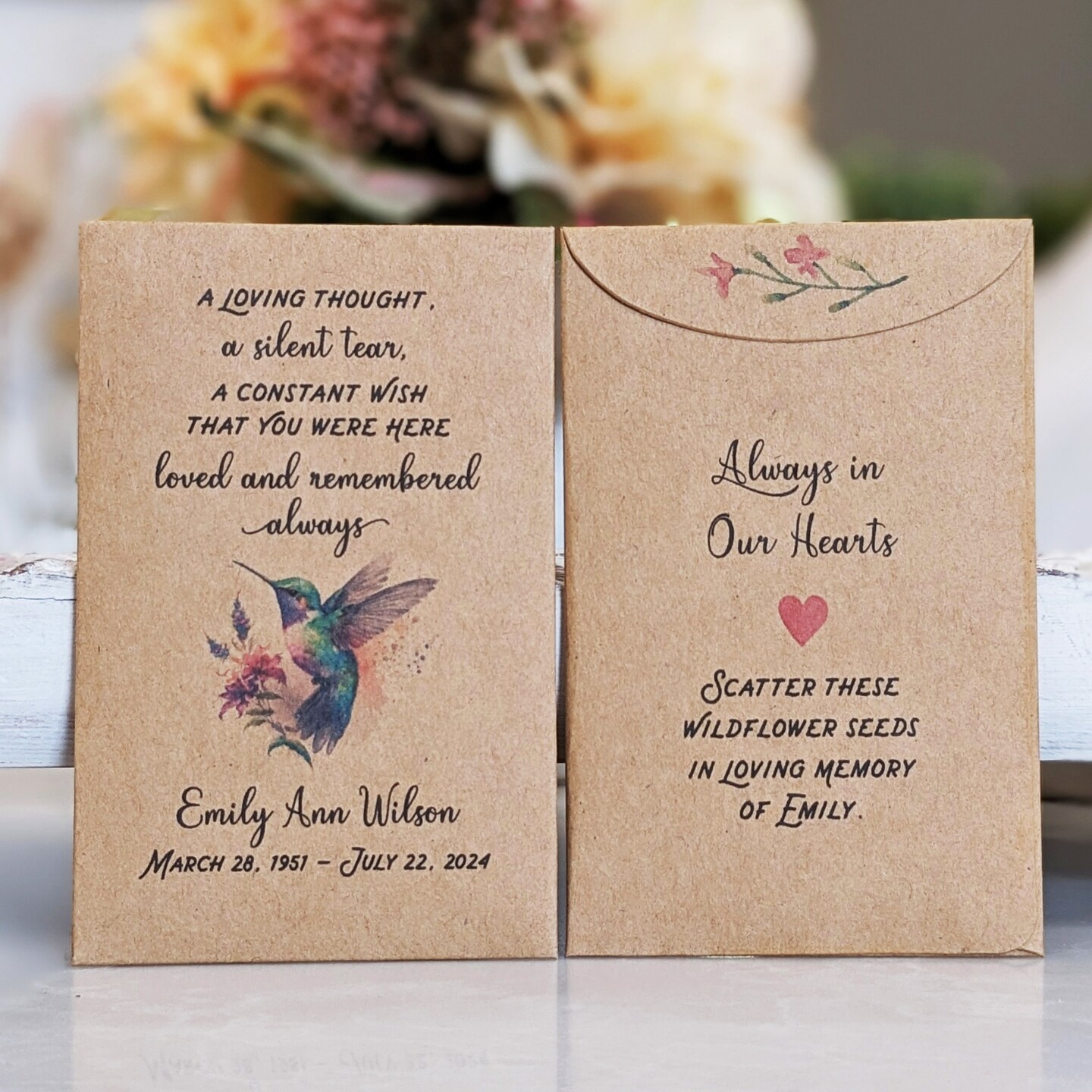 Personalized Celebration of Life Memorial Hummingbird Seed Packet ...
