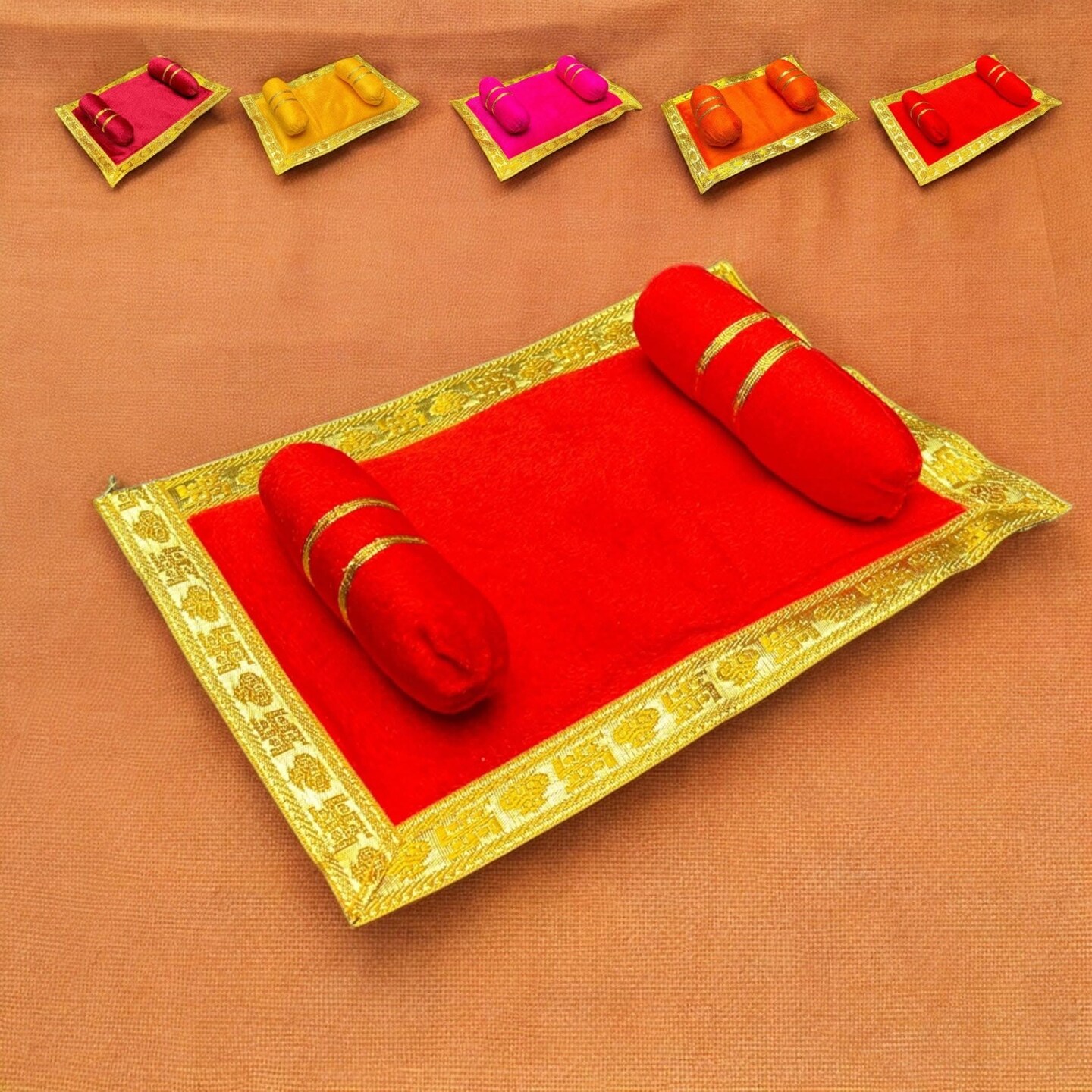 Laddu Gopal Velvet Asan Takiya Pillow Set for Lord Ganesha, Krishna ...