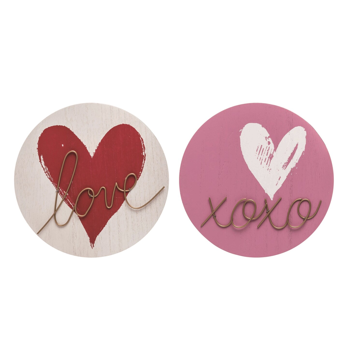 Transpac MDF Heart Word Decor Set of 2, Multicolor Wall Art for ...
