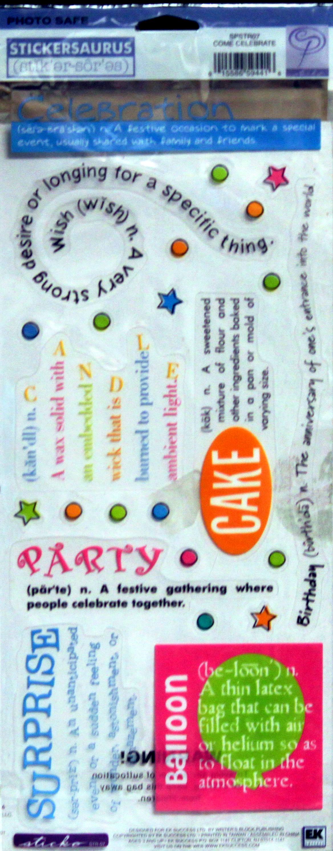 Sticko Stickersaurus XXL Come Celebrate Clear Stickers | Michaels