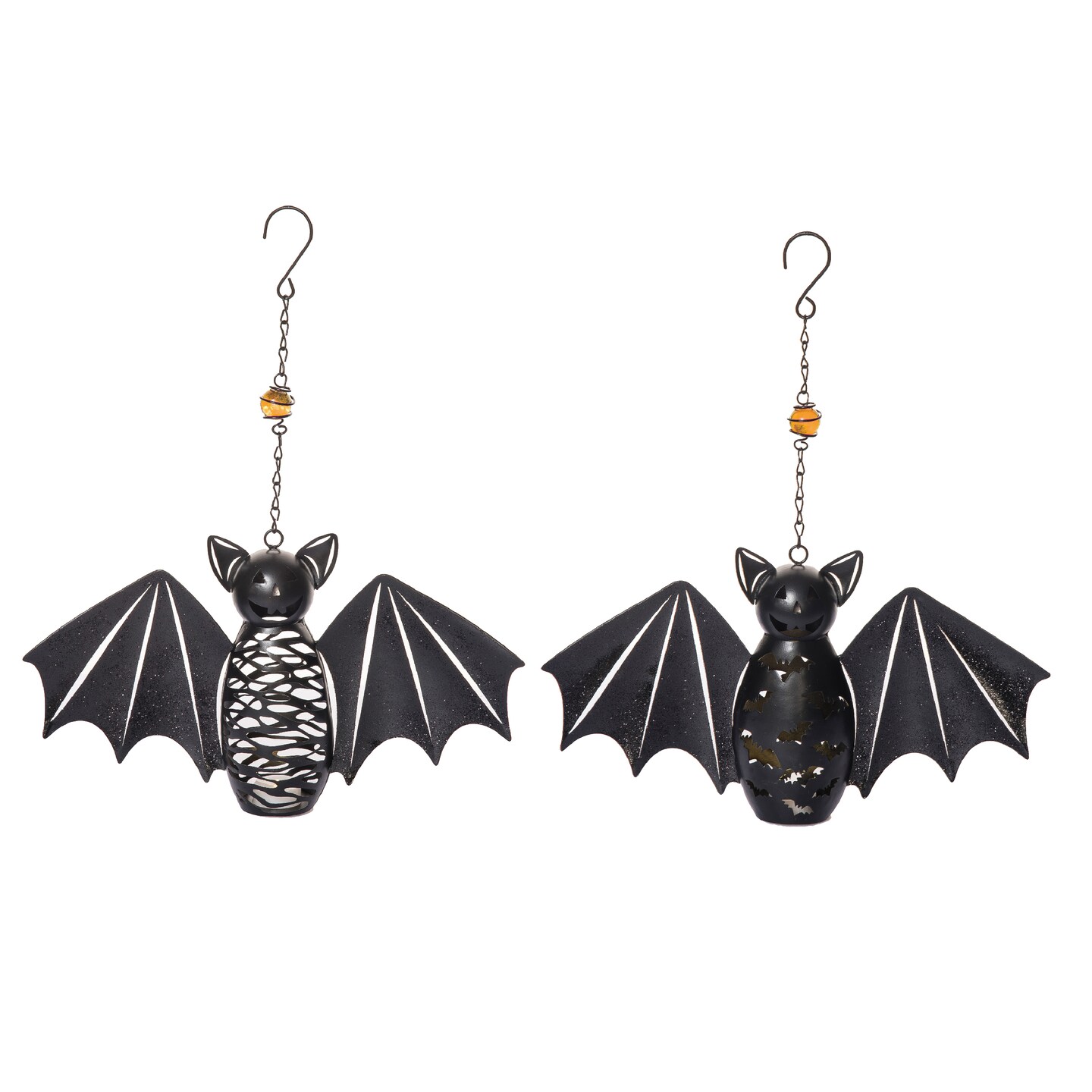 Transpac Metal Light Up Hanging Bat Decor, Set of 2, Black Halloween ...