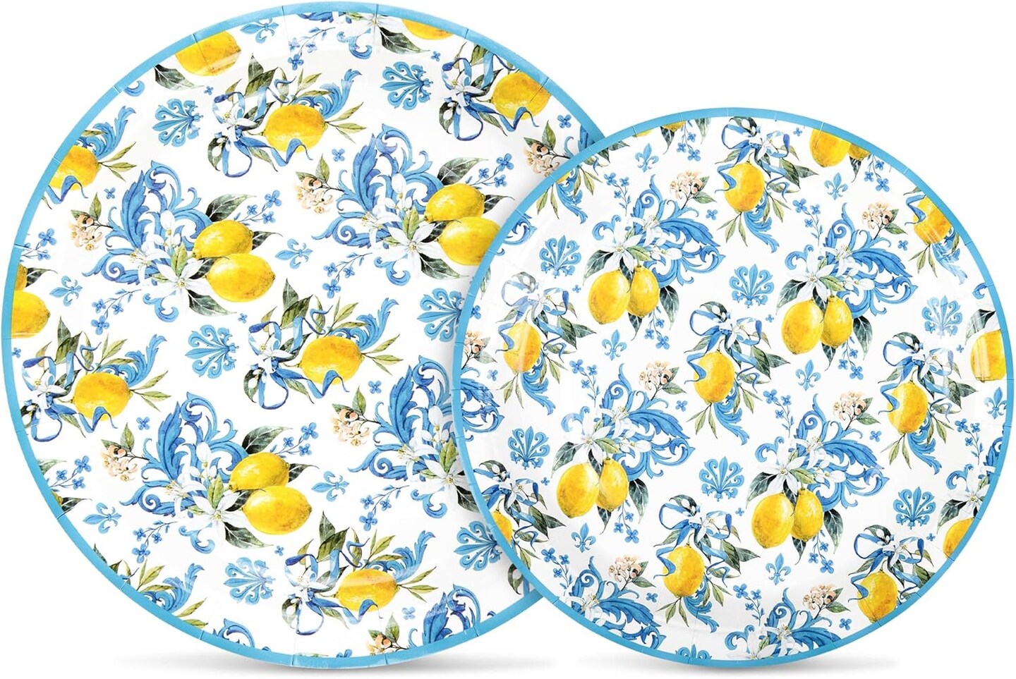48 Pcs Capri Lemon Party Plates Blue Tiles Yellow Lemon (Lemon) | Michaels