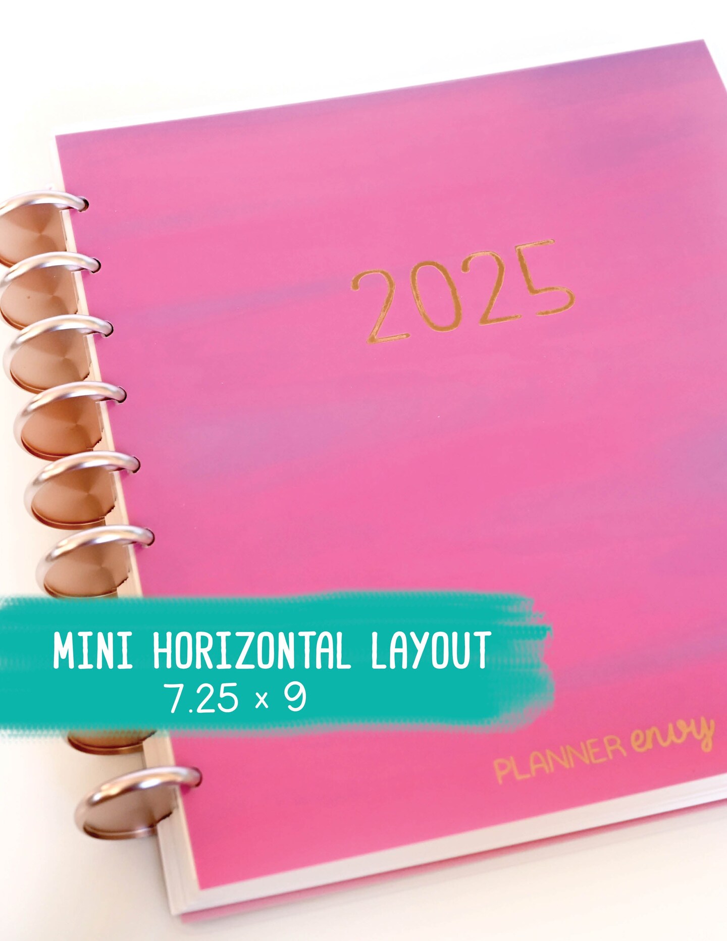 2025 Planner - Mini Horizontal Layout, Disc Bound - "Fuchsia Strokes ...