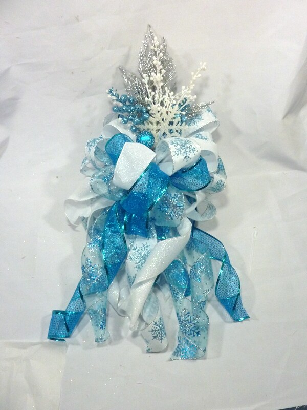 Blue Snowflake Ribbon Tree topper, Blue, Silver and White | MakerPlace ...