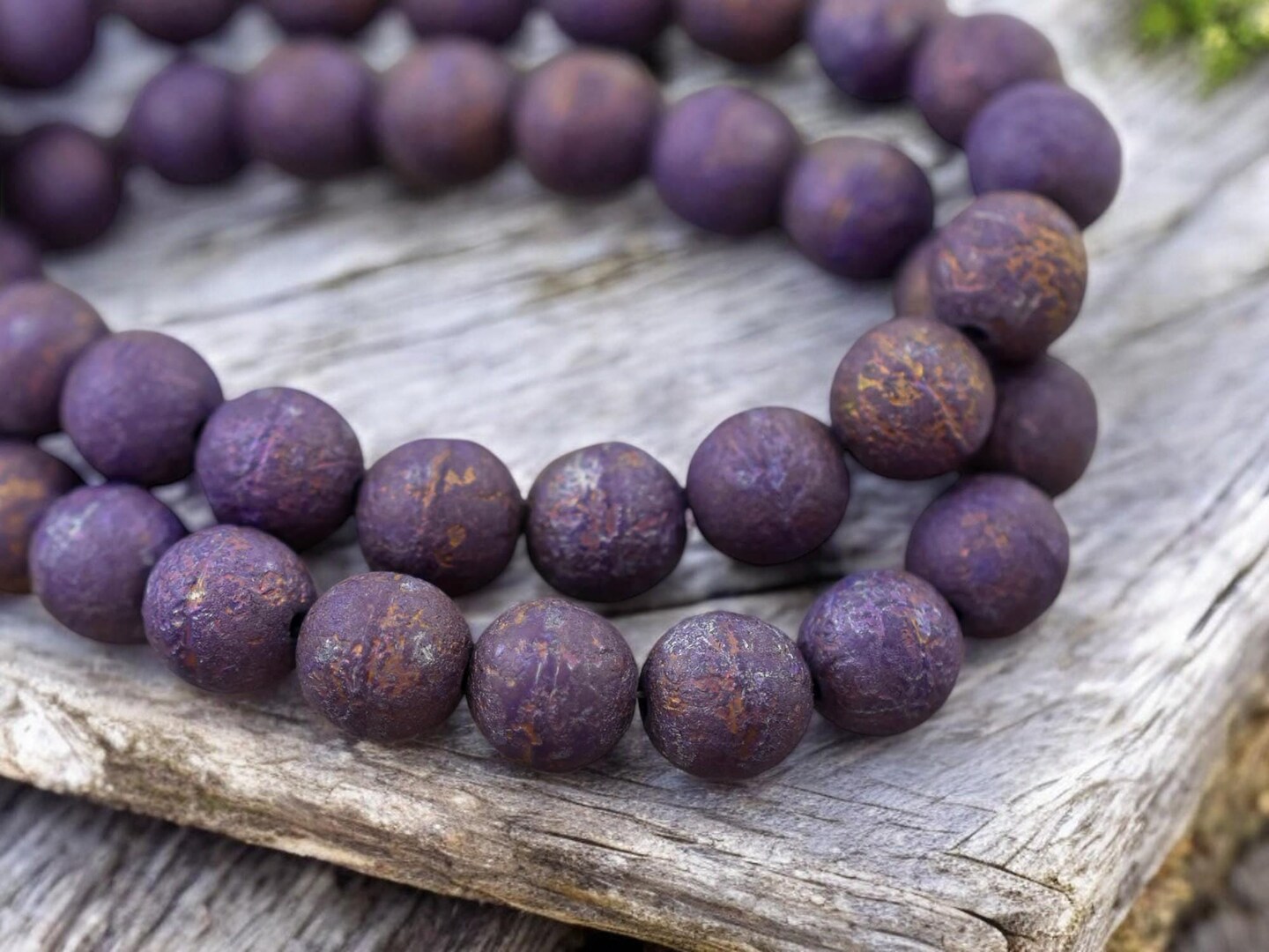 Mercury Washed Etched Dark Purple Round Druk Beads | Michaels