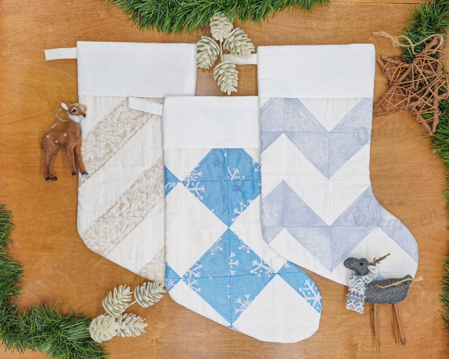 Custom Made Linen and Cotton Quilt Christmas Stockings | MakerPlace by ...