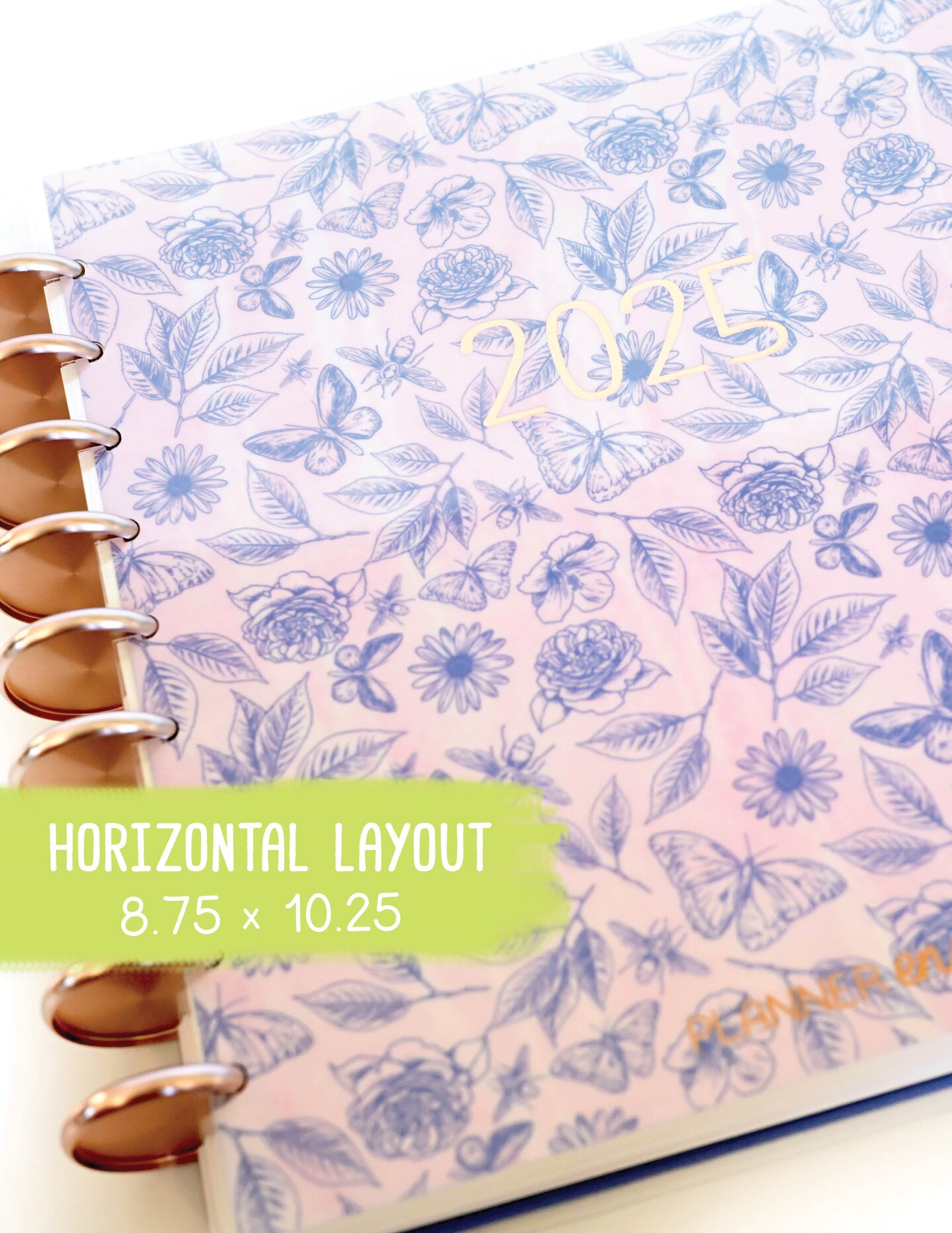 2025 Planner - Horizontal Layout, Disc Bound - "Butterfly Doodles ...