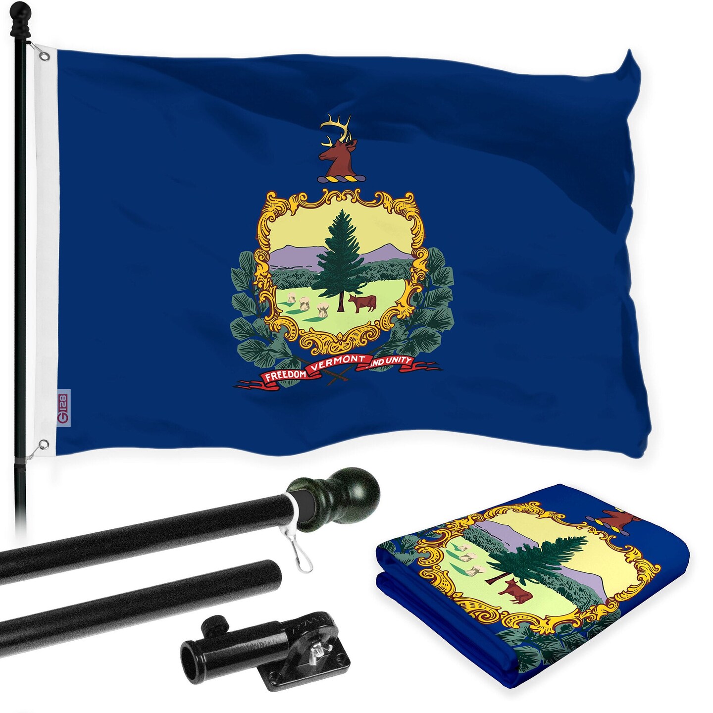 G128 Combo Pack: 6 Ft Tangle Free Aluminum Spinning Flagpole (Black ...