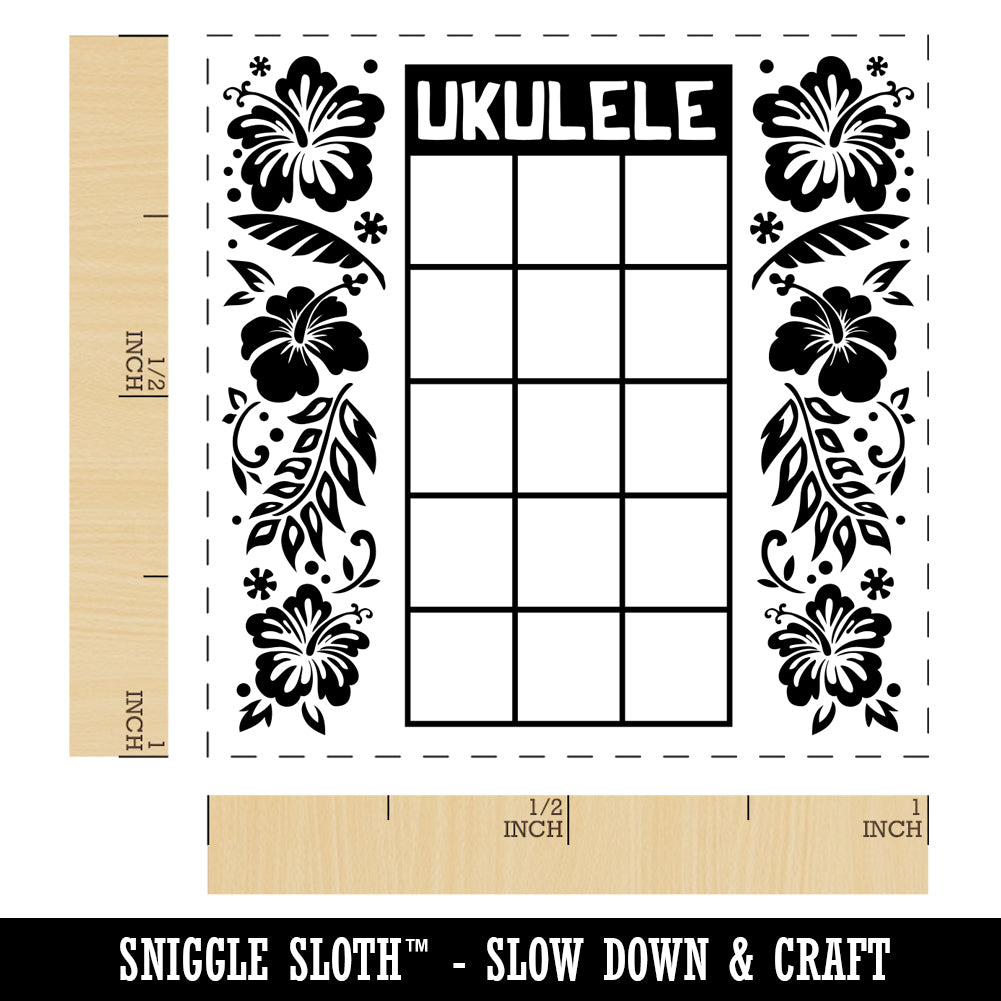 Ukulele Hibiscus Flower Chord Chart Self-Inking Rubber Stamp Ink ...