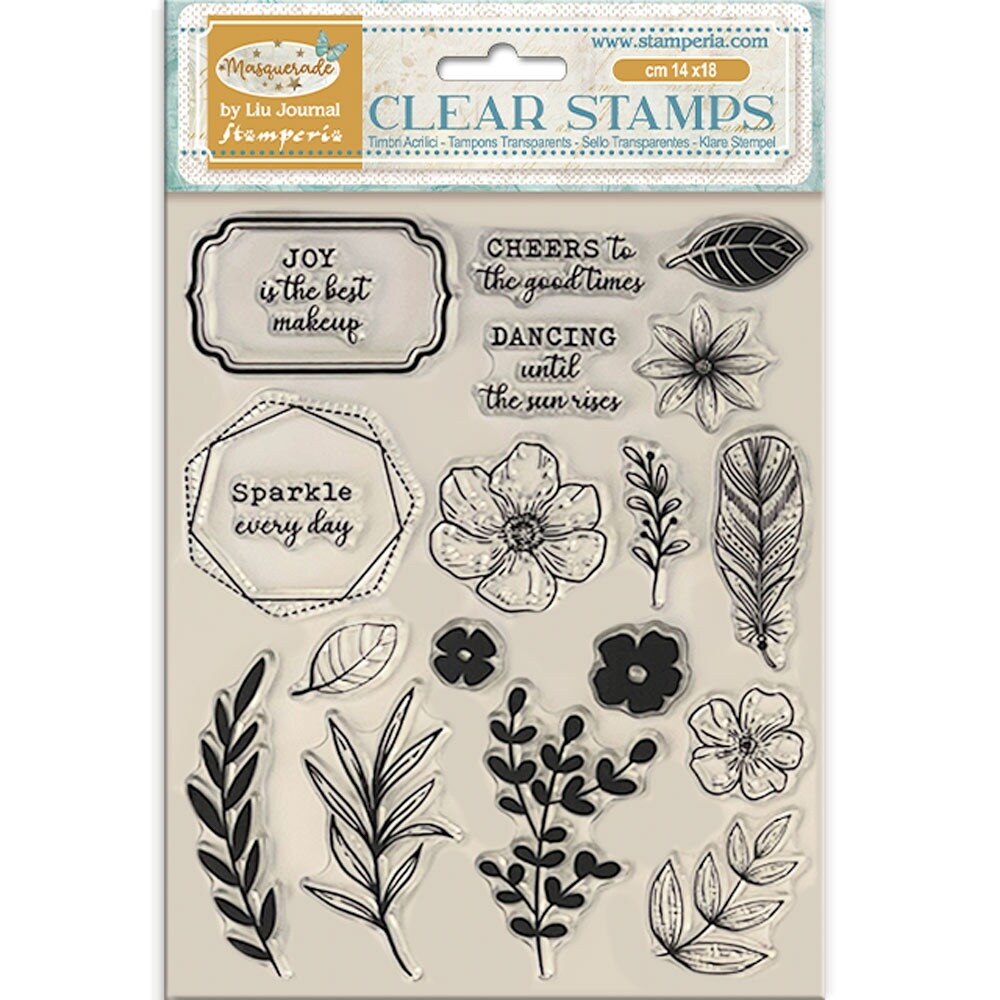 Masquerade Clear Stamps-Flowers & Labels | Michaels