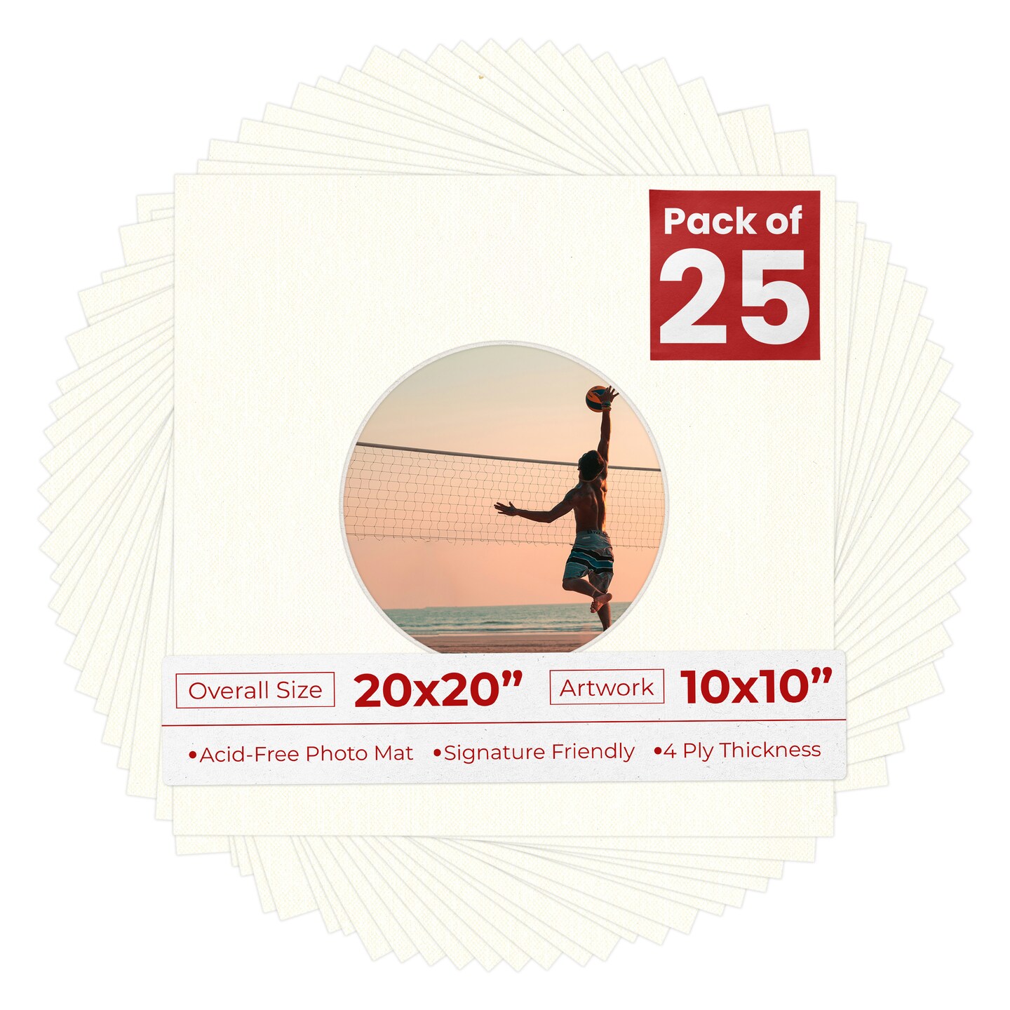 Beige Canvas Mat Board for 20x20 Frames - Circle Opening for 10x10 ...