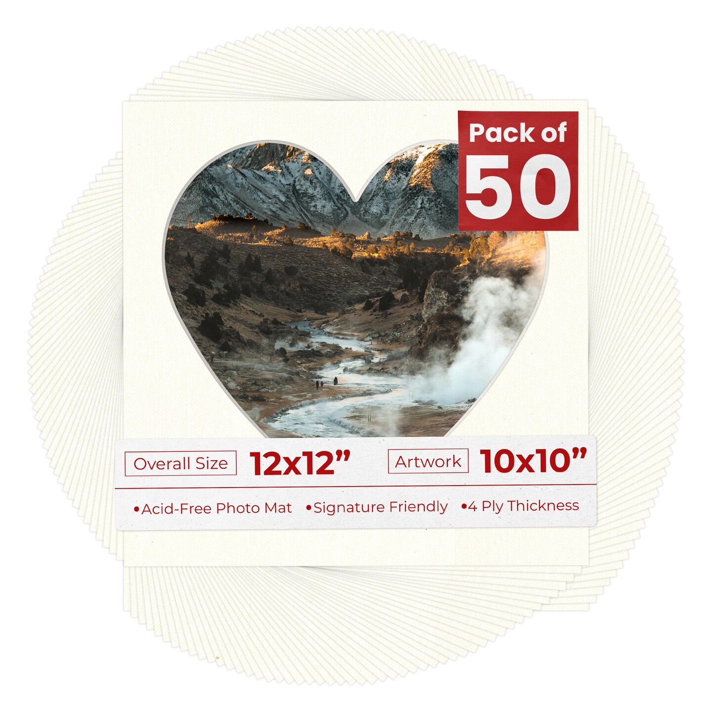 Beige Canvas Mat Board for 12x12 Frames - Heart Opening for 10x10 ...