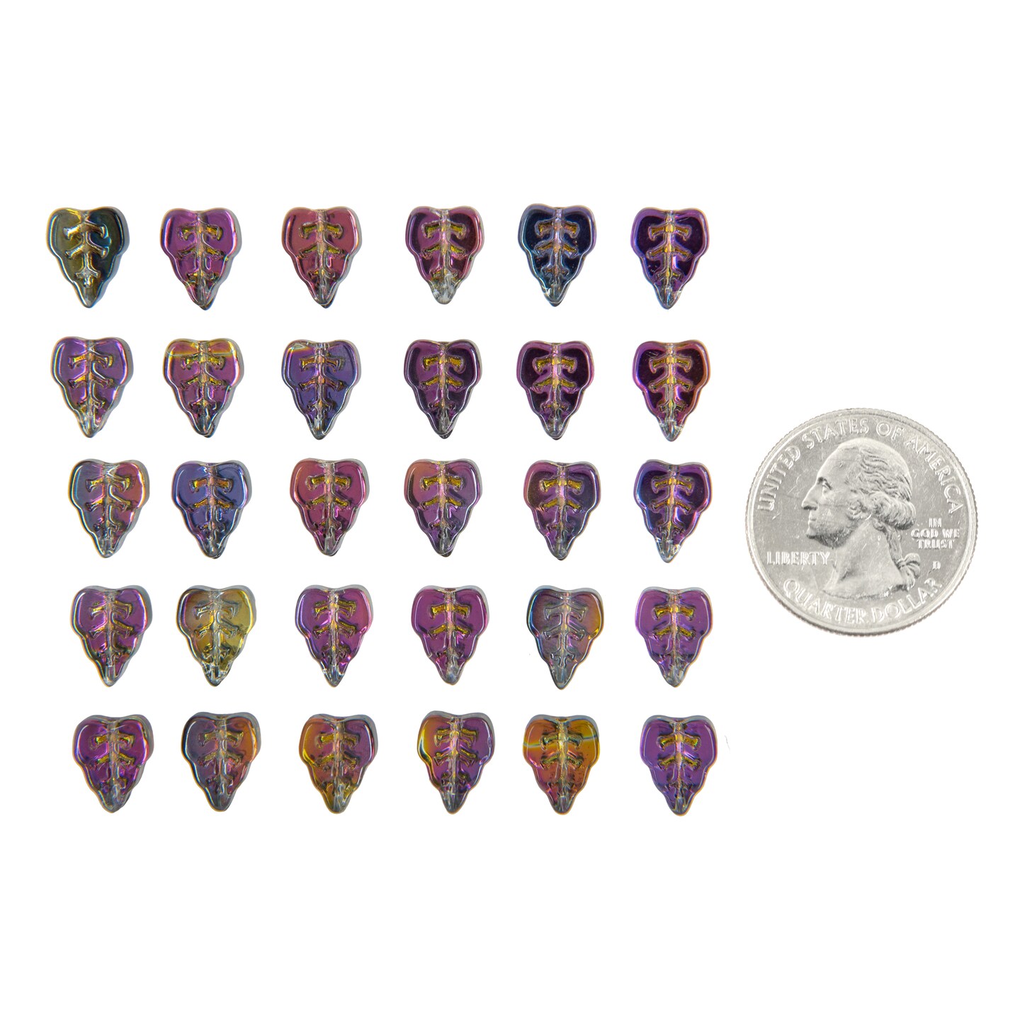 10x8mm Iridescent Graphite and Purple Ivy Leaf Beads, 23-25 beads GB ...