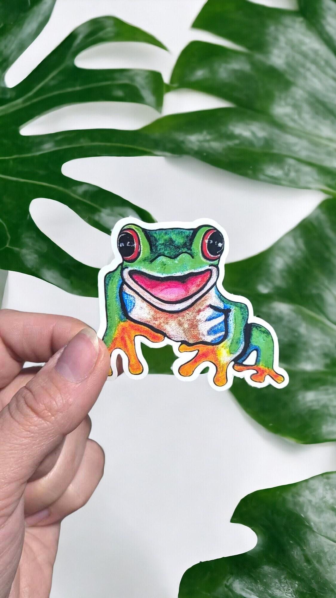 Cute Tree Frog Sticker, Vinyl Sticker for Water Bottle, Laptop, Tablet ...