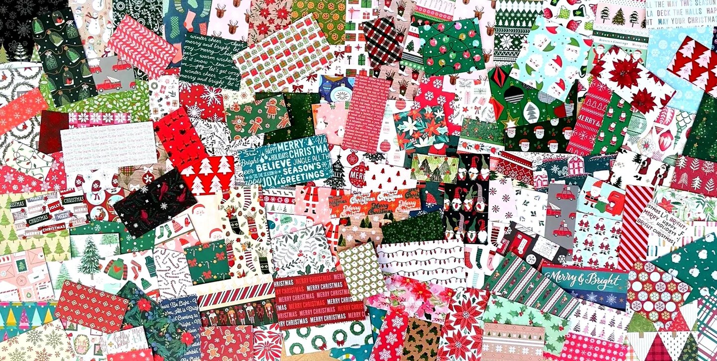 200 Piece Christmas Cardstock and Scrapbook Scrap Stash, Decorative ...