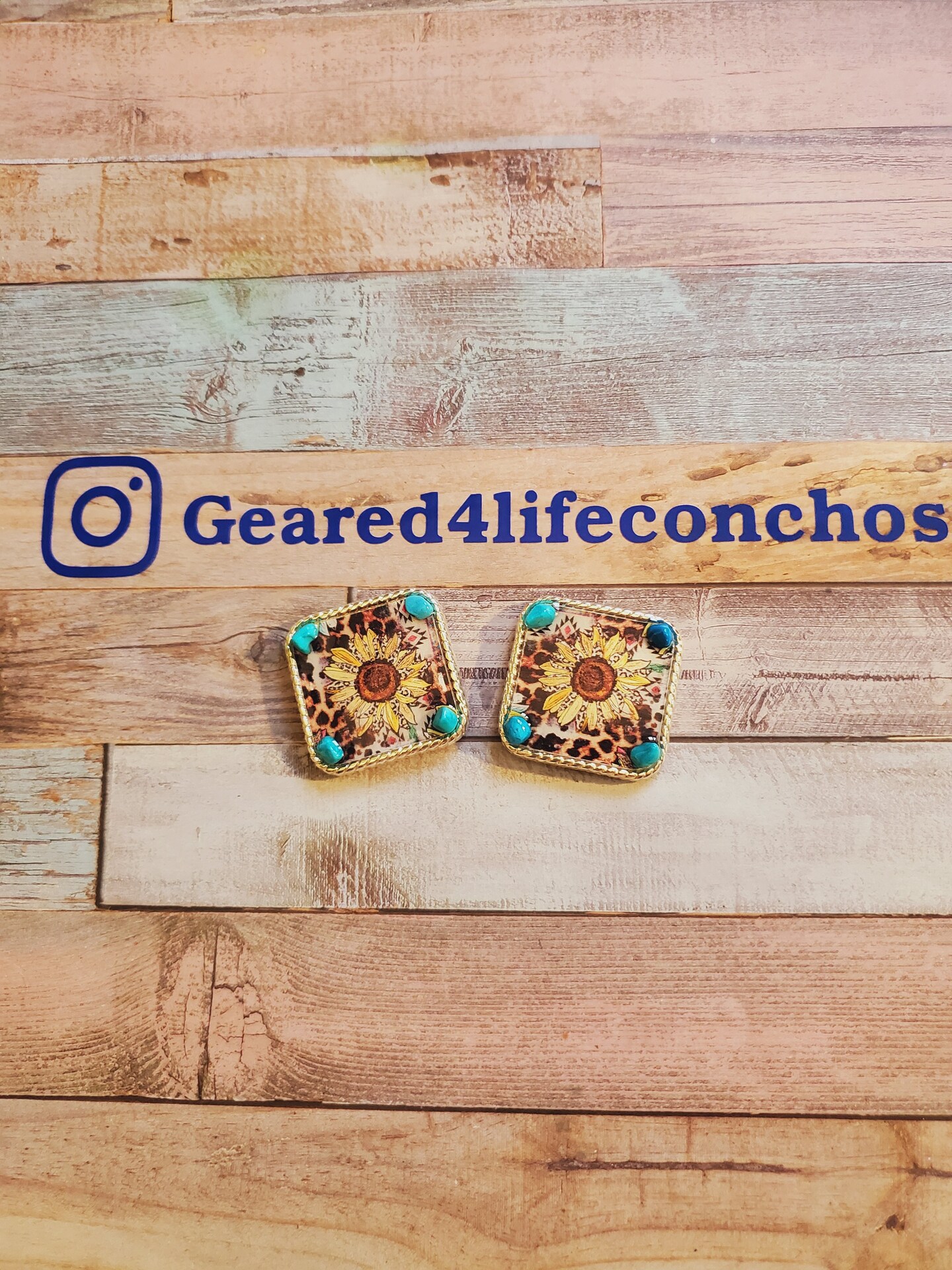 Sunflower conchos, screwback concho, custom conchos, bling conchos ...
