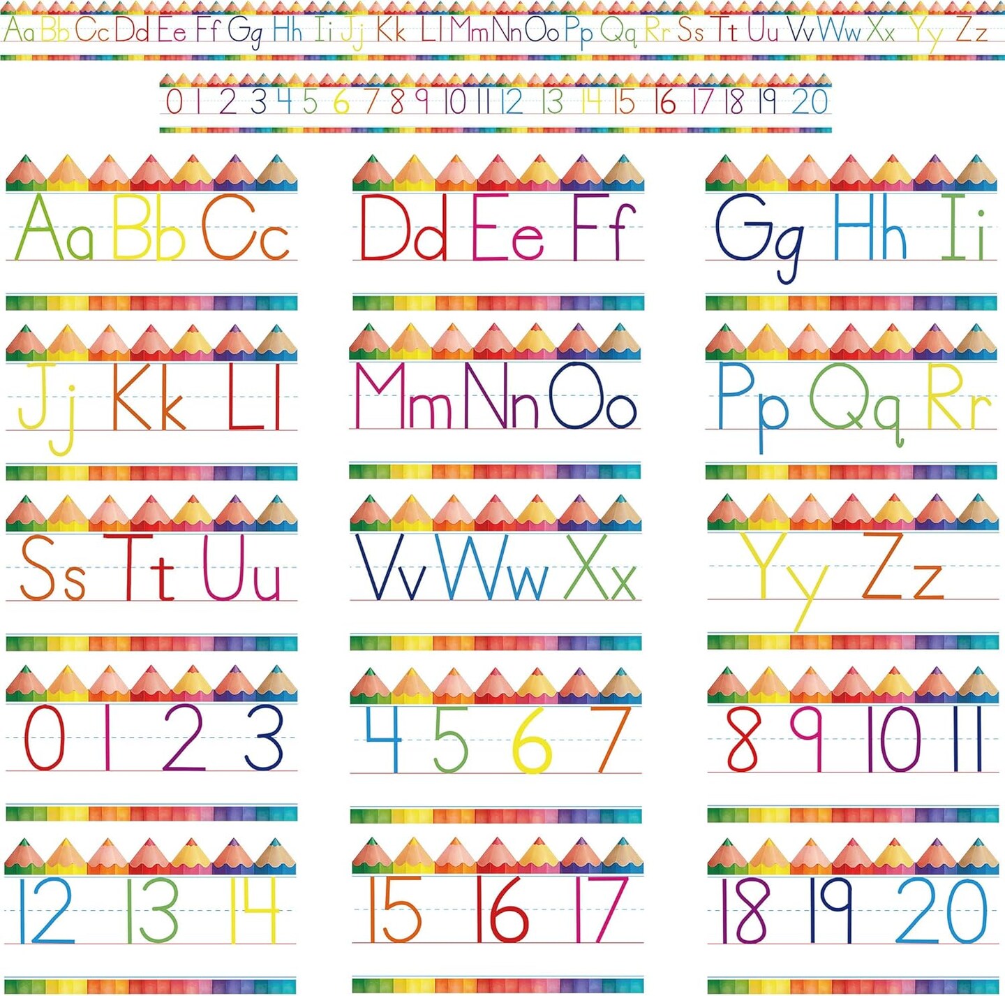 15 PCS Crayon ABC Manuscript Alphabet Line (White Manuscript) | Michaels