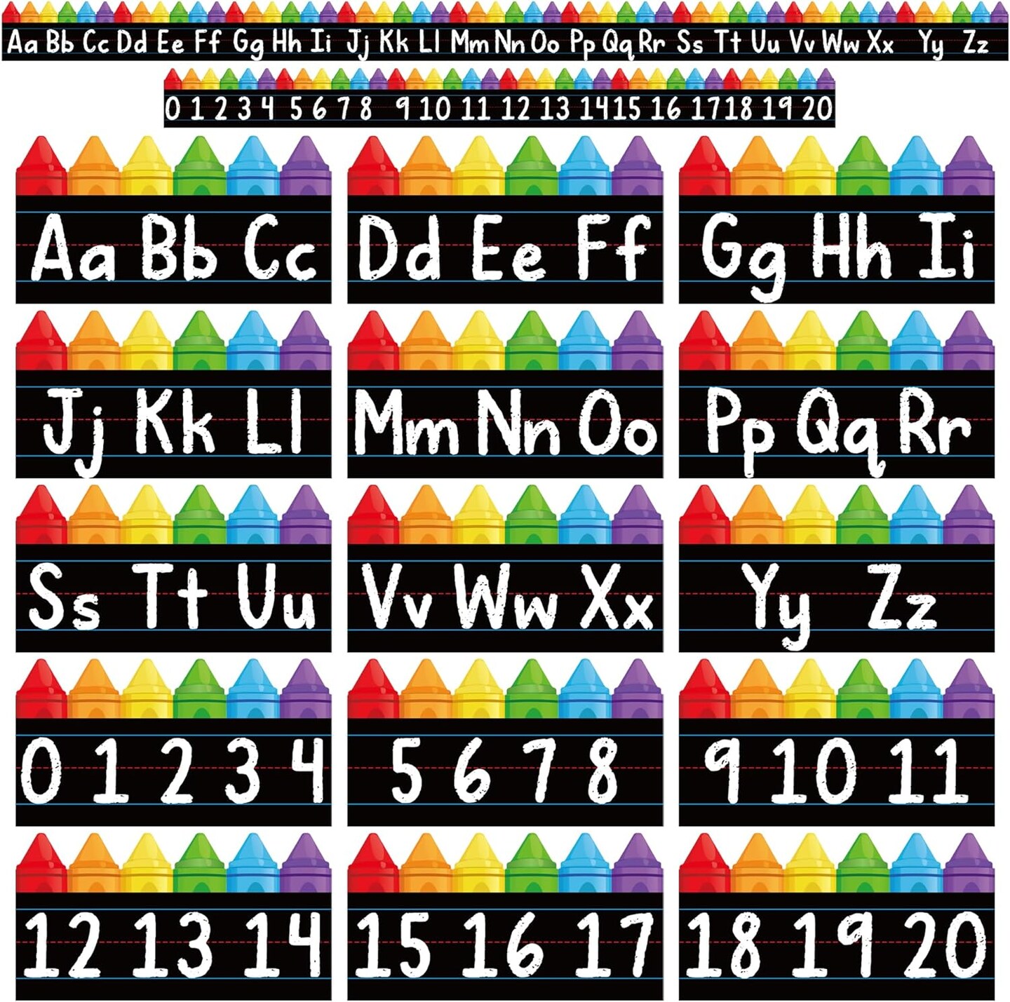 15 PCS Alphabet Bulletin Board Strips Set (Red, Orange, Yellow, Green ...