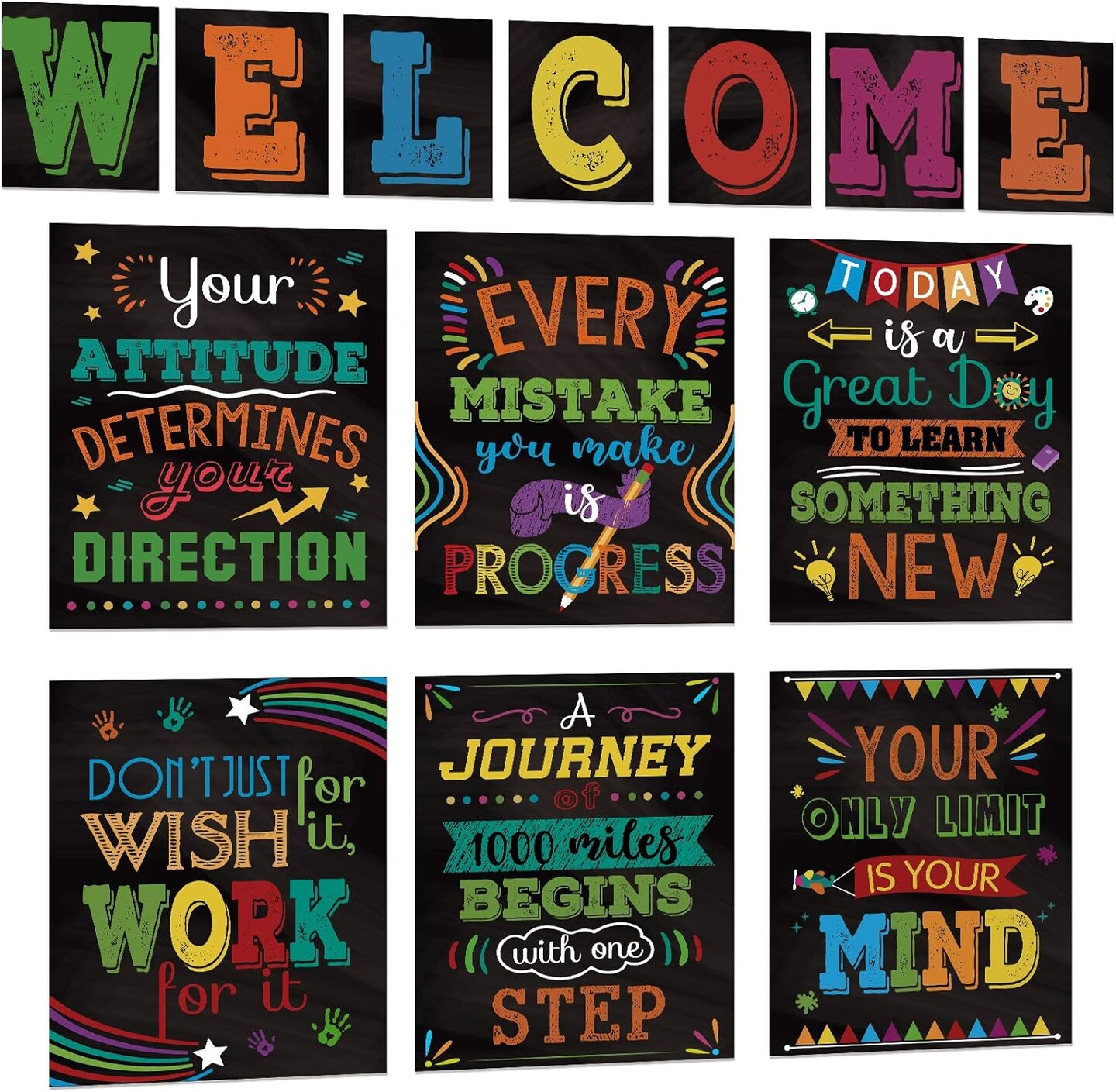 13 Pieces Inspirational Poster Bulletin Board Sets - Black | Michaels